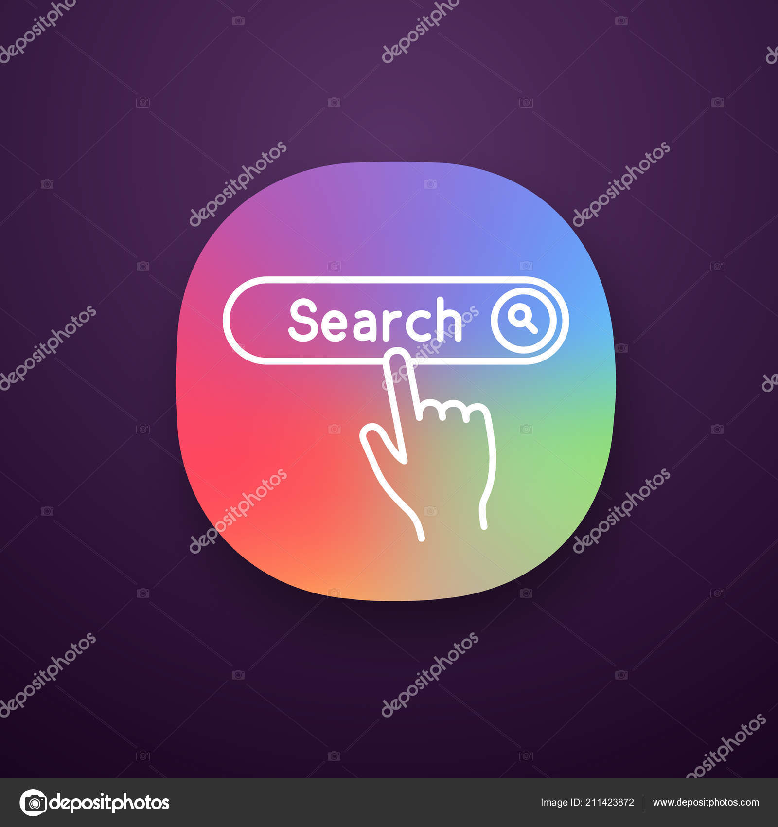 Hand Pressing Search Button App Icon Vector Isolated Illustration Stock ...