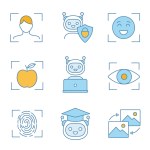 Facial Recognition Secured Chatbot Object Detection App Chat Bot Icons Stock Vector by ©bsd ...