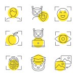 Facial Recognition Secured Chatbot Object Detection App Chat Bot Icons Stock Vector by ©bsd ...