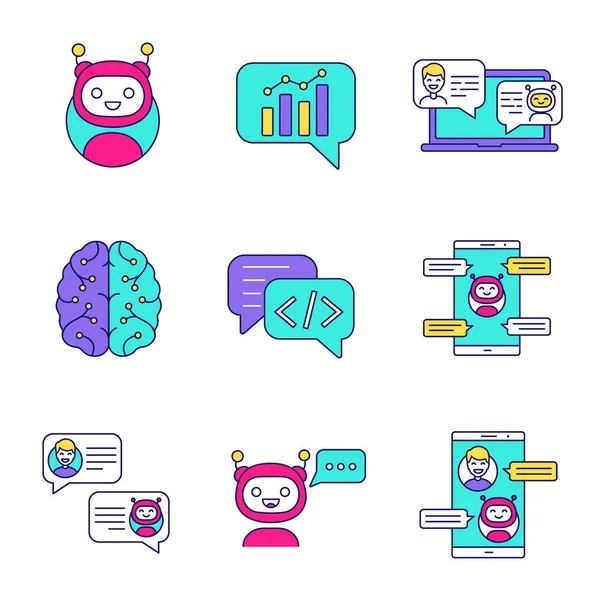 Chatbots Linear Icons Set White Background Stock Vector by ©bsd_studio ...