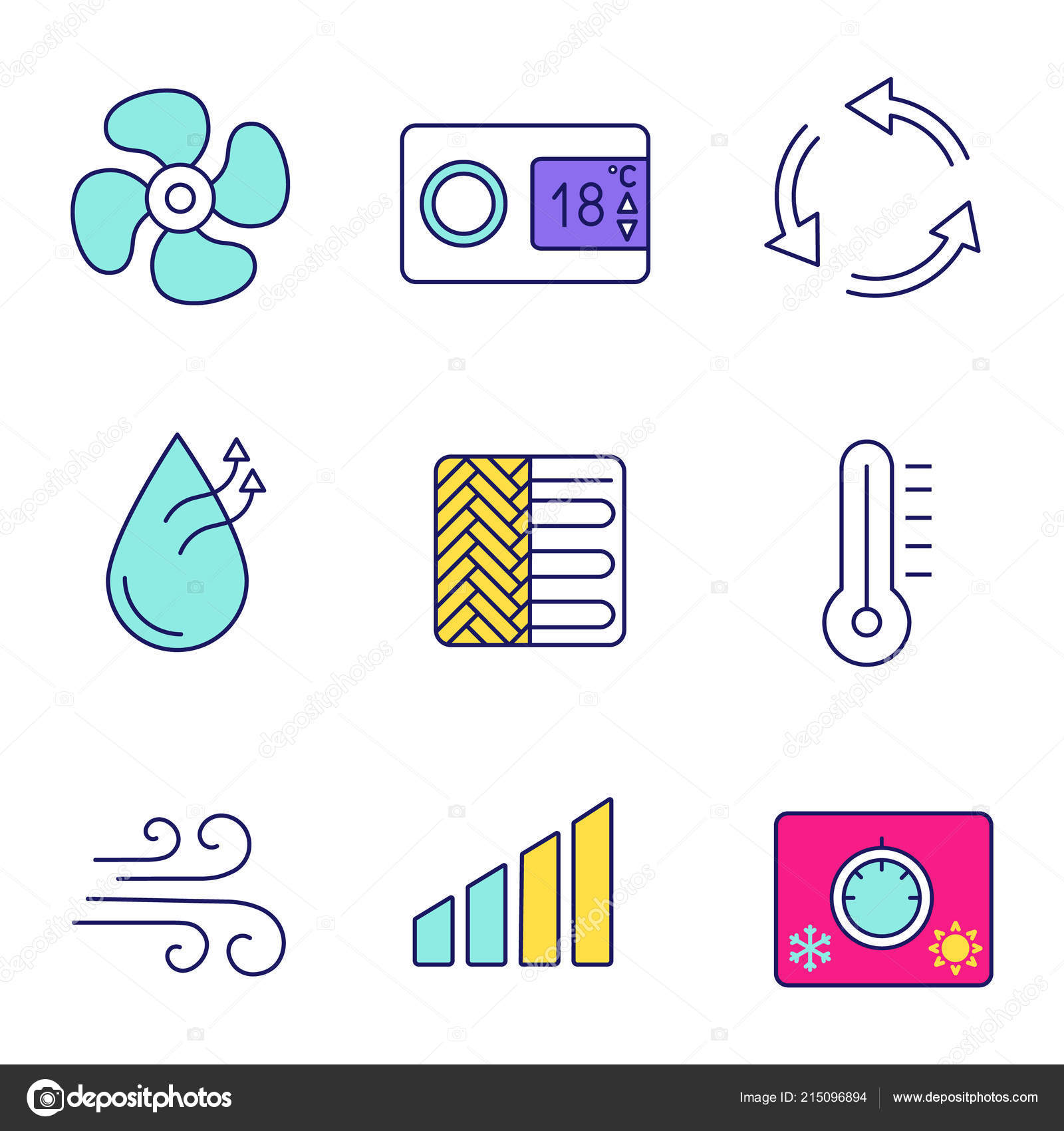 Air Conditioning Color Icons Set Stock Vector Image by ©bsd_studio ...