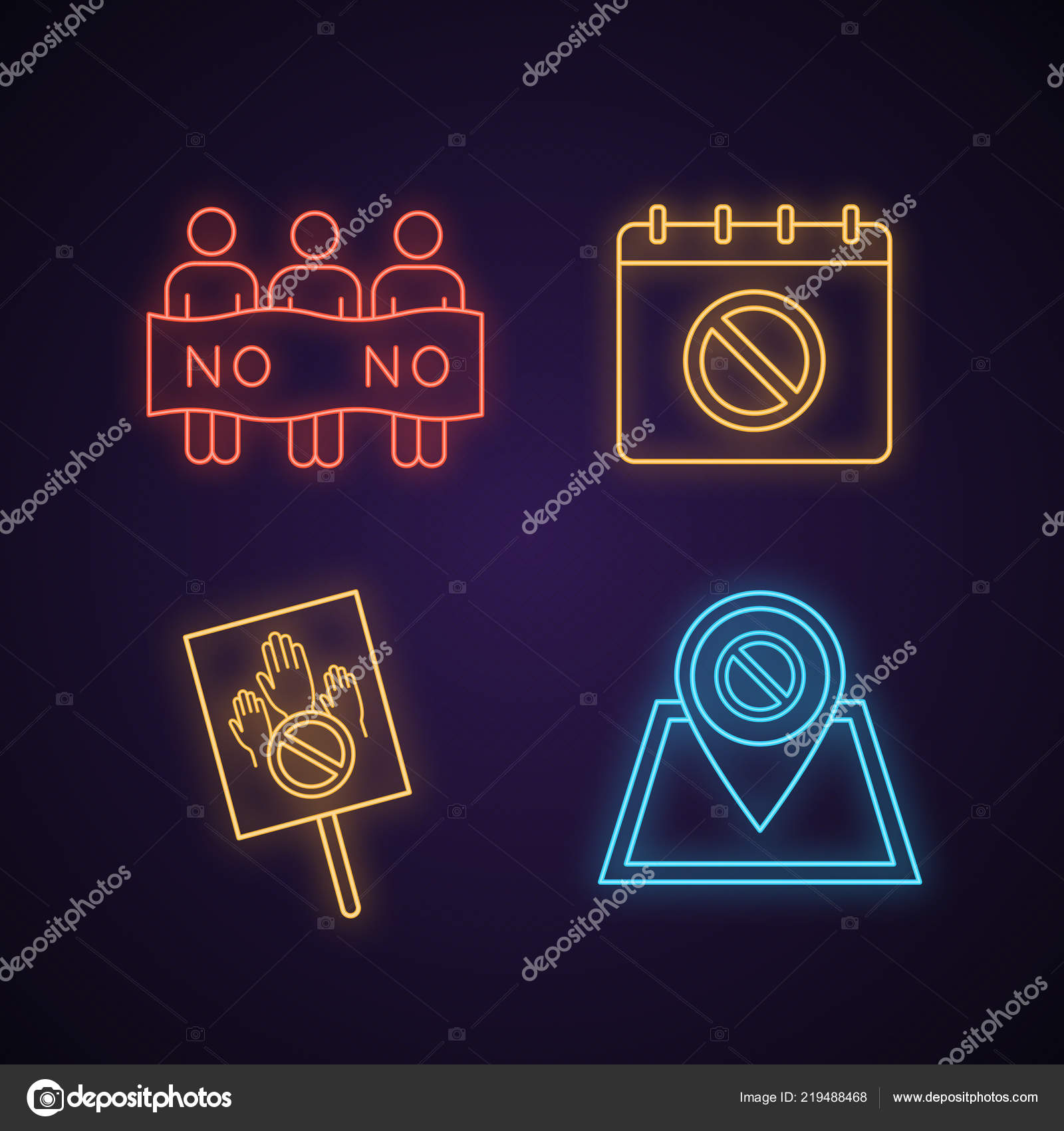 Protest Action Neon Light Icon Social Movement Date Protest Location ⬇ ...