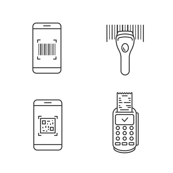 Barcodes Linear Icons Set Smartphone Barcode Scanning App Paper Receipt Stock Vector by ©bsd ...