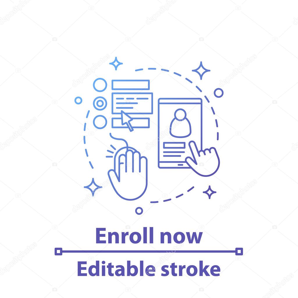 Inscríbete ahora icono concepto. Apúntate. Idea de registro en línea ...