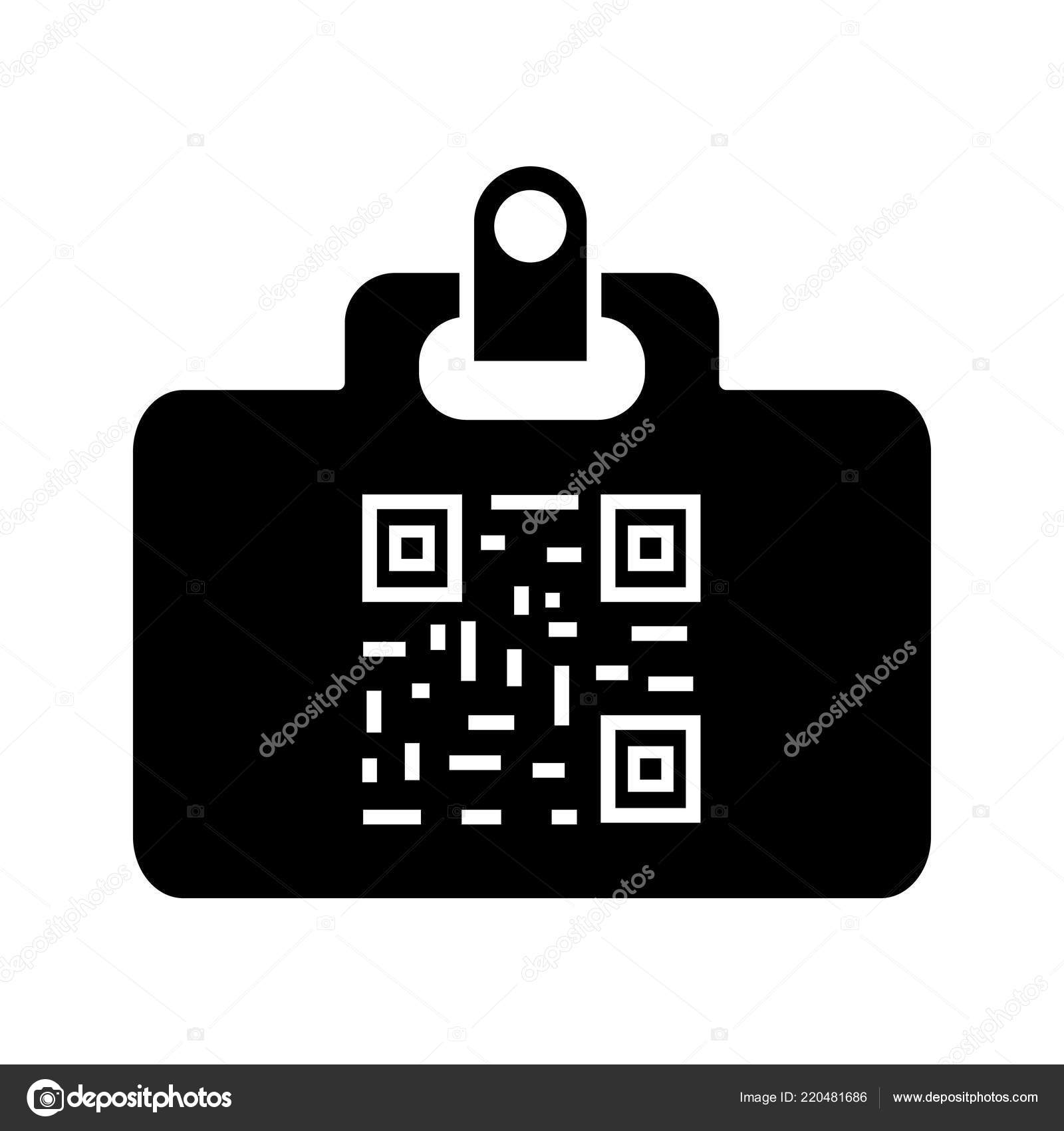 Code Identification Card Glyph Icon Name Badge Matrix Barcode Card ...
