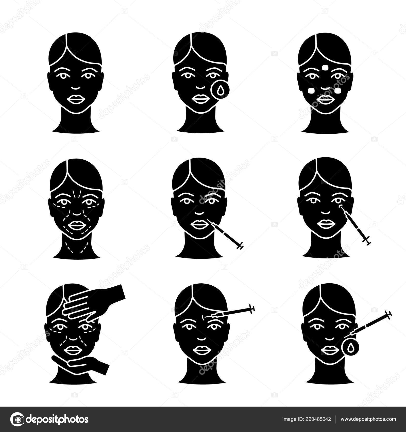 Neurotoxin Injection Glyph Icons Set Face Makeup Removal Anesthetic Cream Stock Vector by ©bsd ...