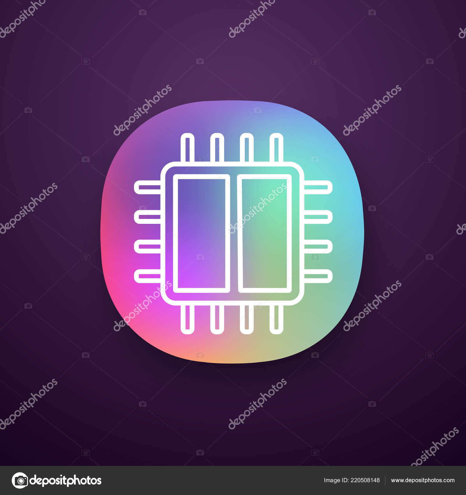 Dual Core Processor App Icon Microprocessor Microchip Chipset Cpu Central — Stock Vector © Bsd