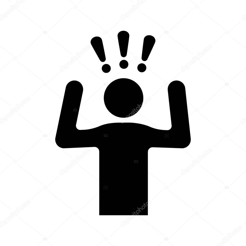 Icono del glifo de la ansiedad. Símbolo de silueta. Ataque de pánico ...