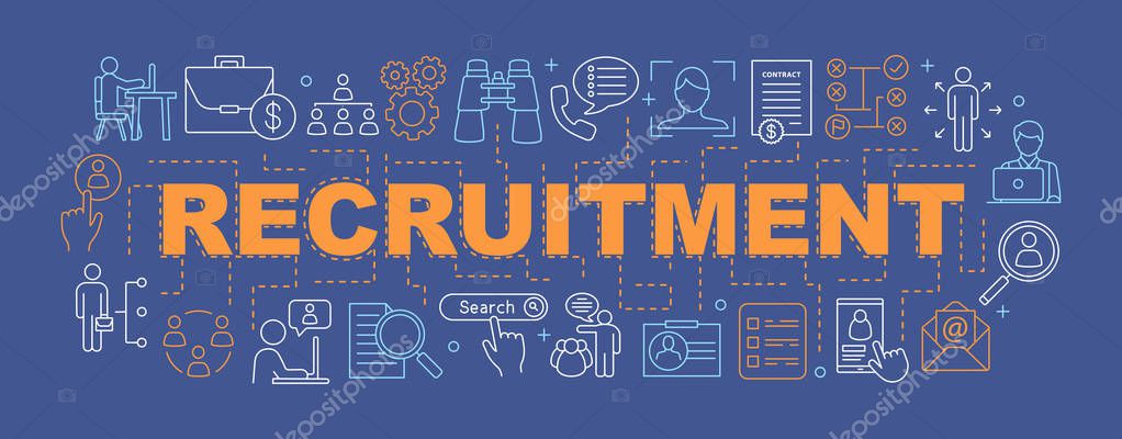 Banner de conceptos de palabras de reclutamiento. Lealtad. Gestión de ...