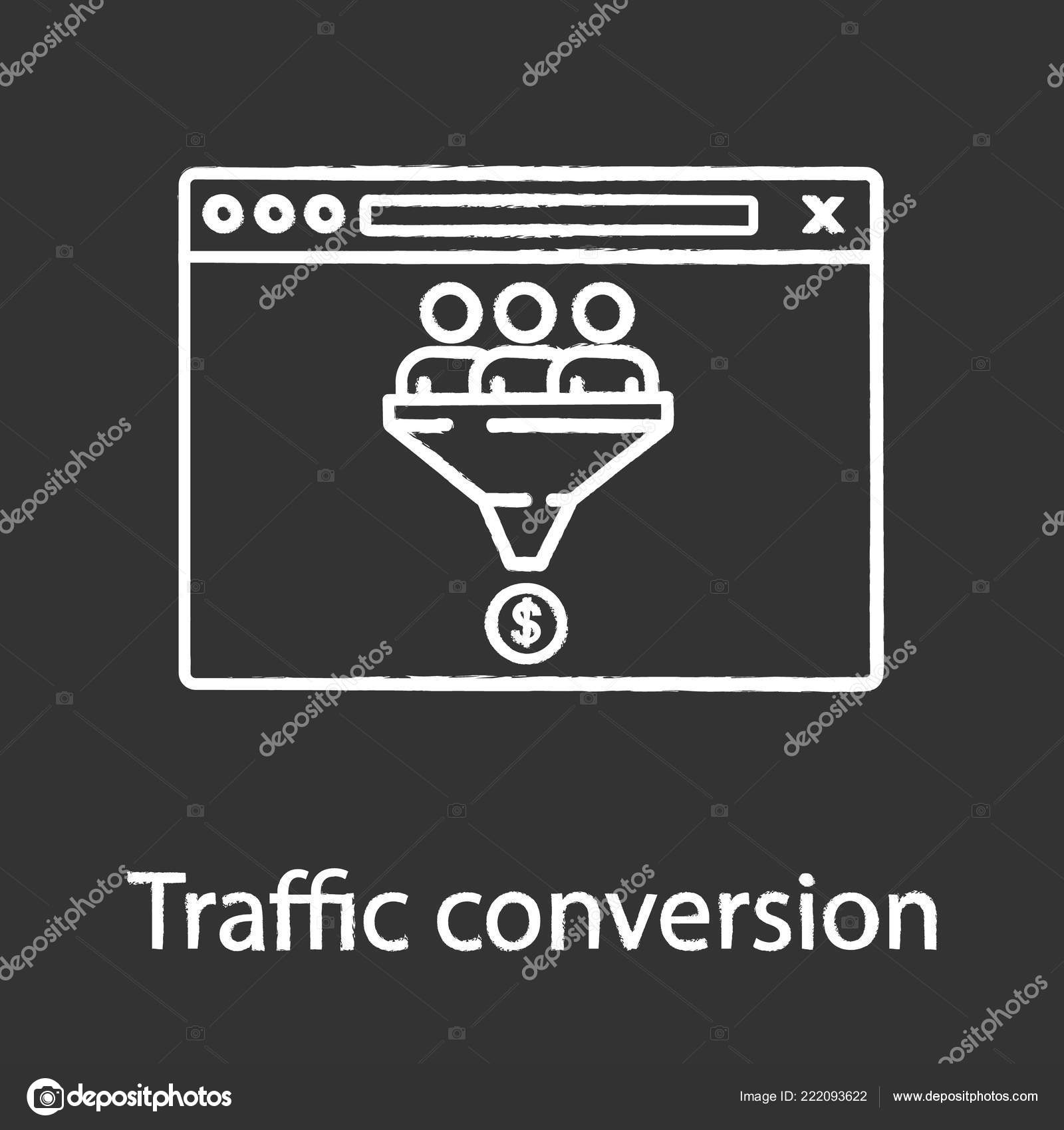 Traffic Conversion Chalk Icon Sales Funnel Internet Marketing Strategy ...
