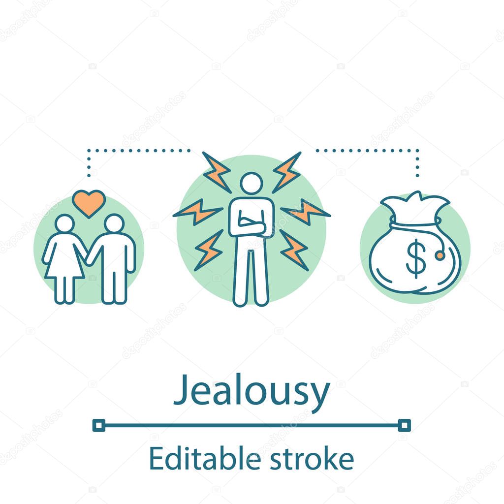 Icono del concepto de celos. Resentimiento, idea de ira ilustración de ...