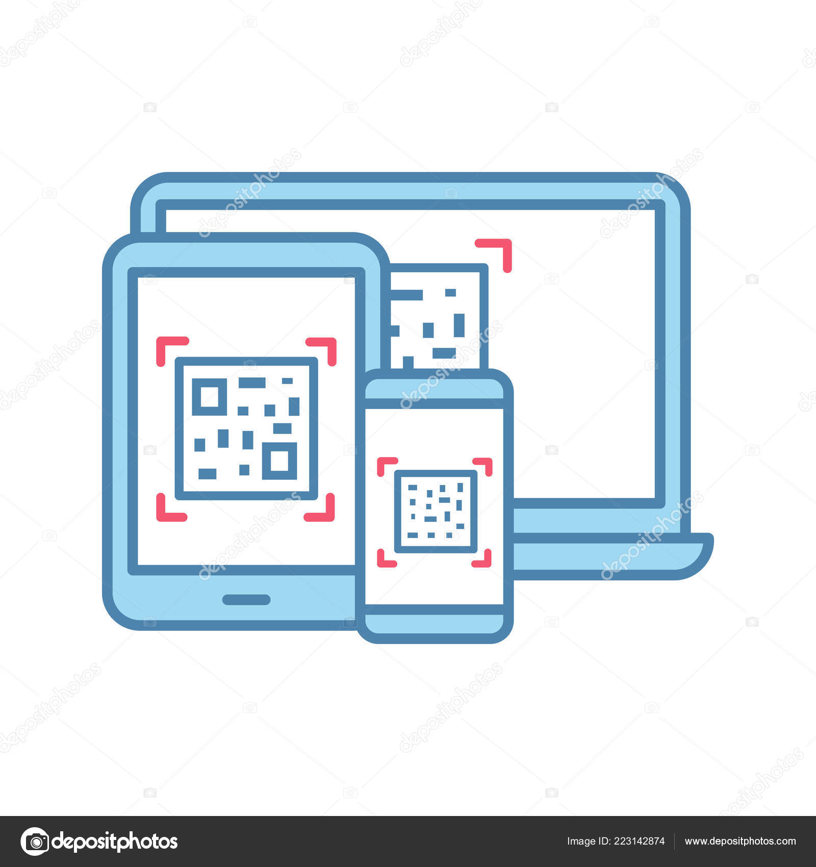 Códigos Icono Color Diversos Dispositivos Generador Códigos Barras ...