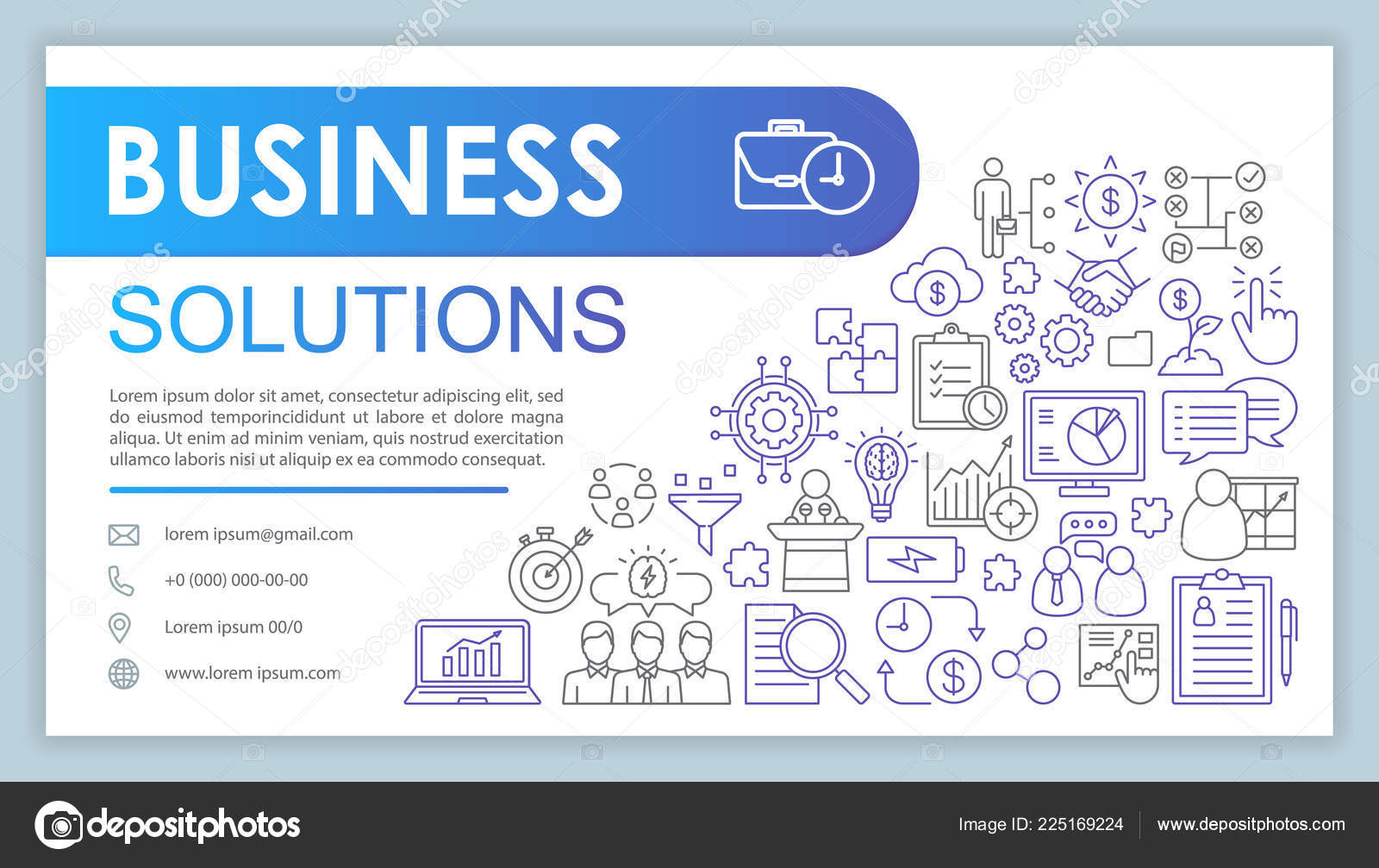 Business Solutions Advertising Web Banner Vector Template Marketing ...