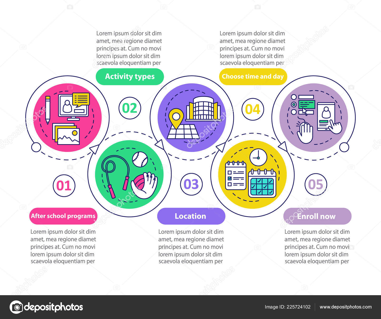 School Program Vector Infographic Template Kids Activities Business ...