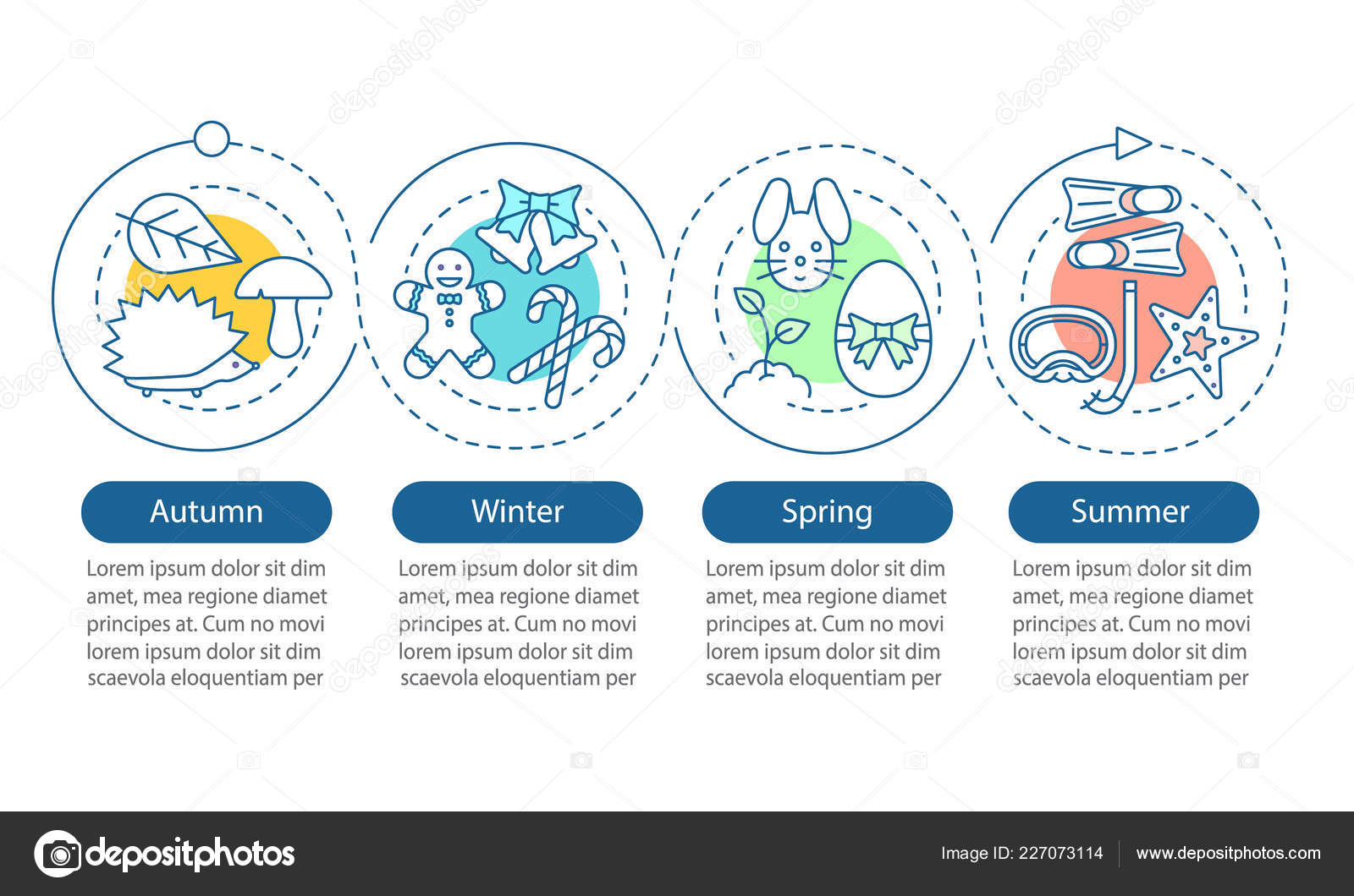 Four Seasons Vector Infographic Template Winter Autumn Spring Summer ...