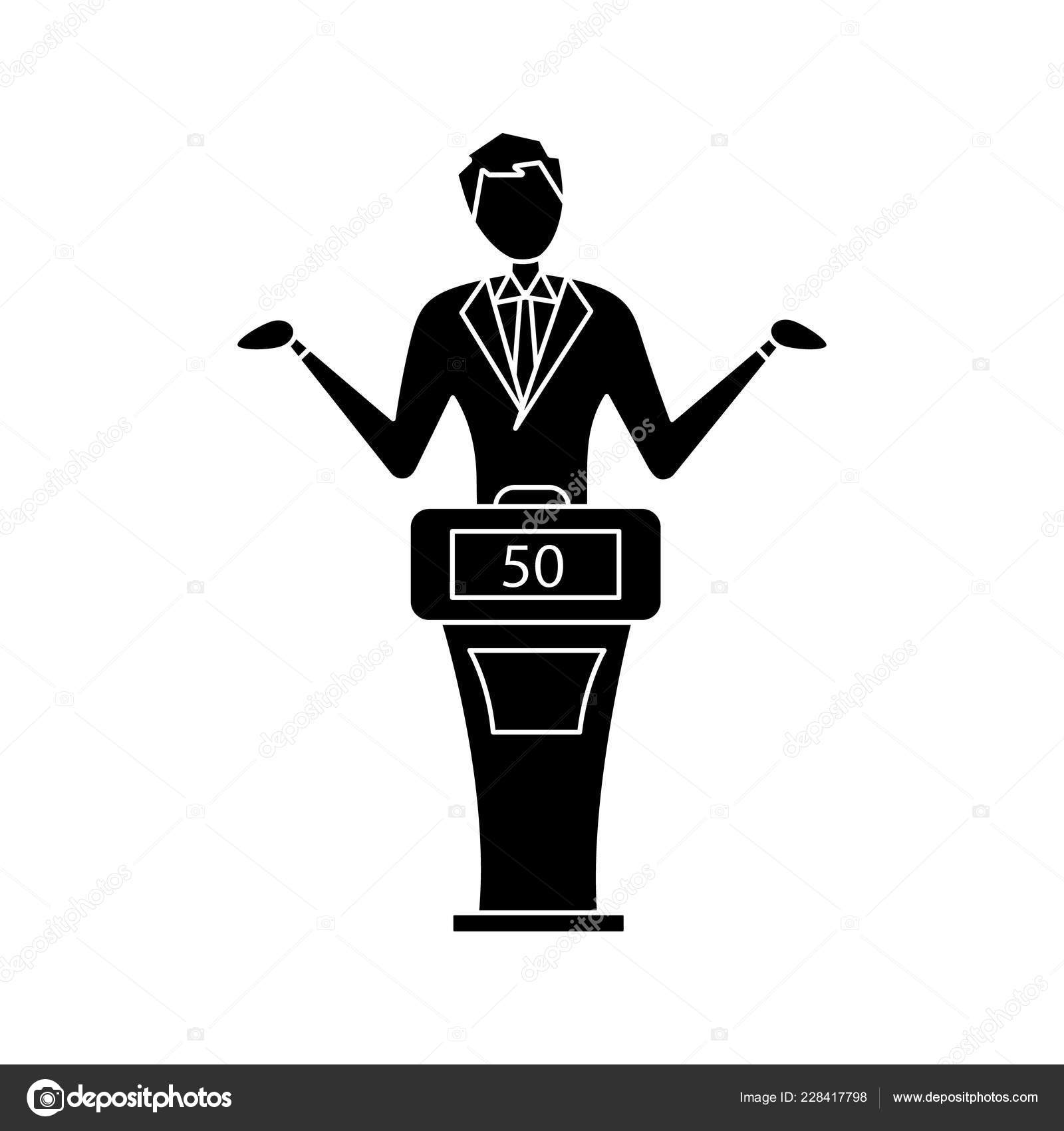 Quiz Show Fail Glyph Icon White Background Stock Vector by ©bsd_studio ...