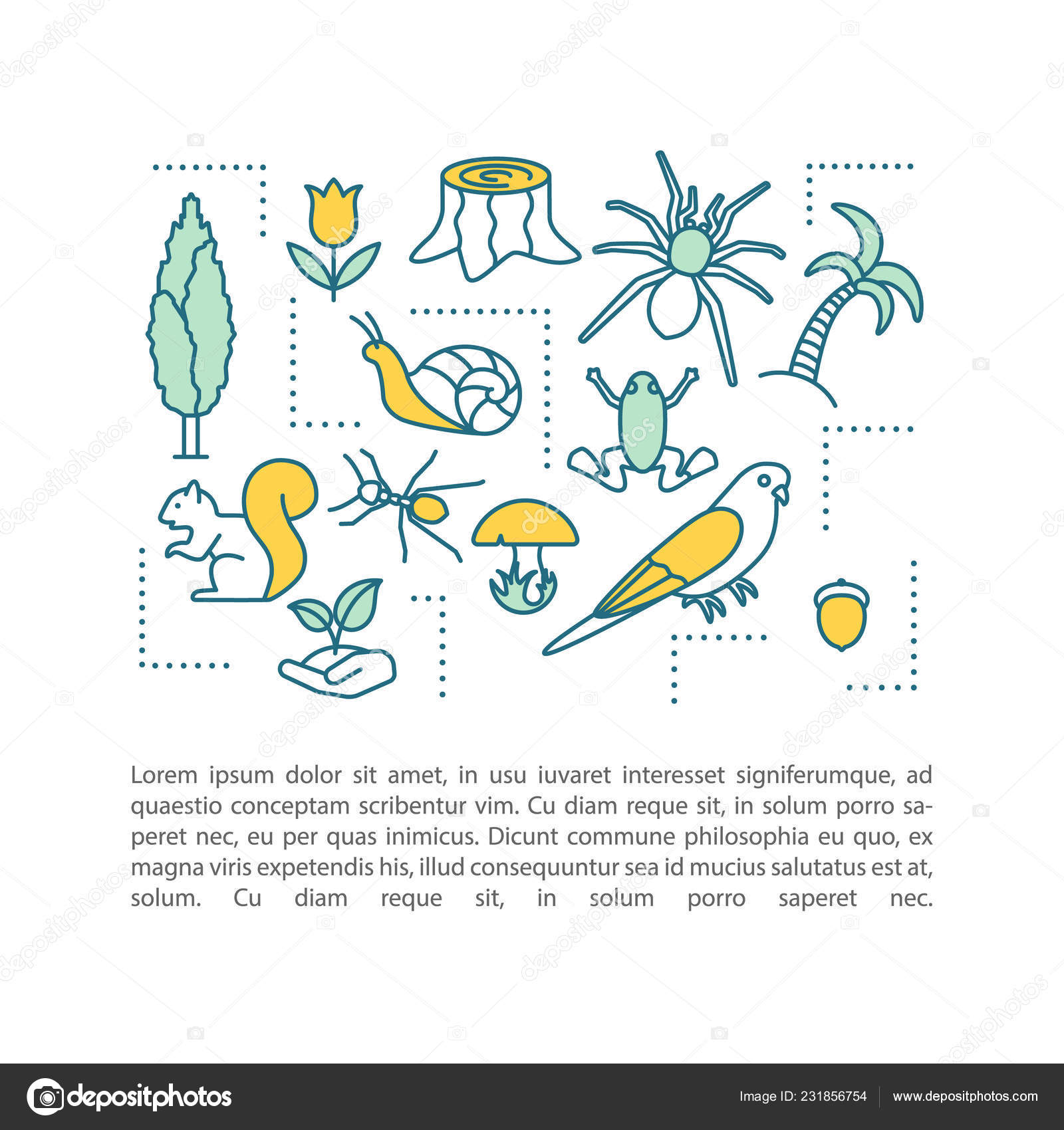 Biodiversity Concept Vector Linear Illustration — Stock Vector © bsd ...