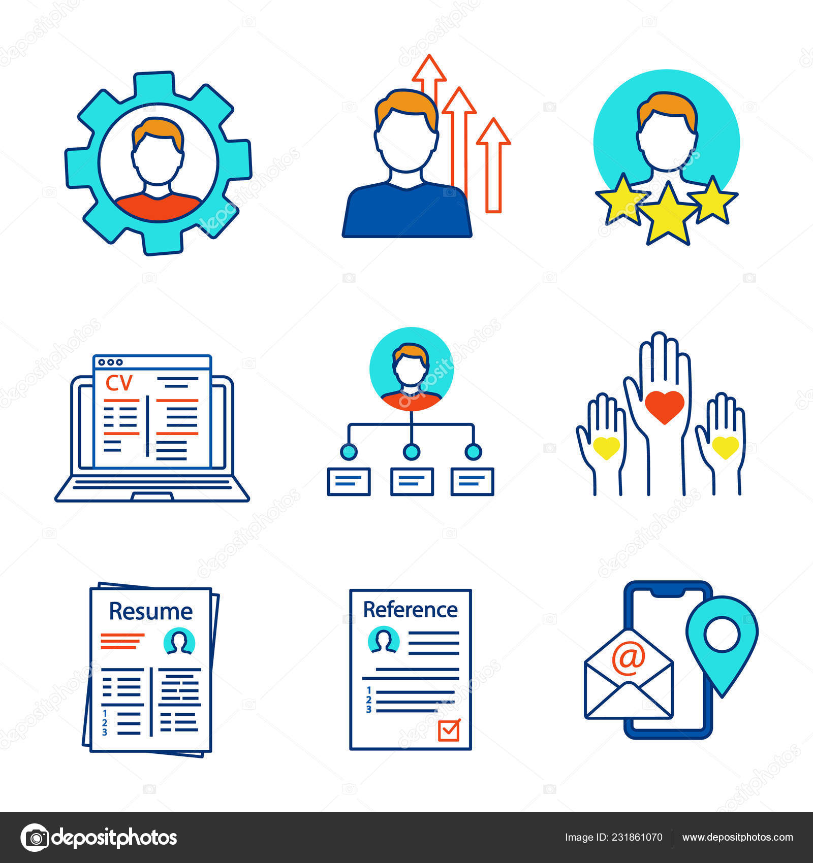 Resume Colorful Vector Icons Set Stock Vector Image by ©bsd #231861070