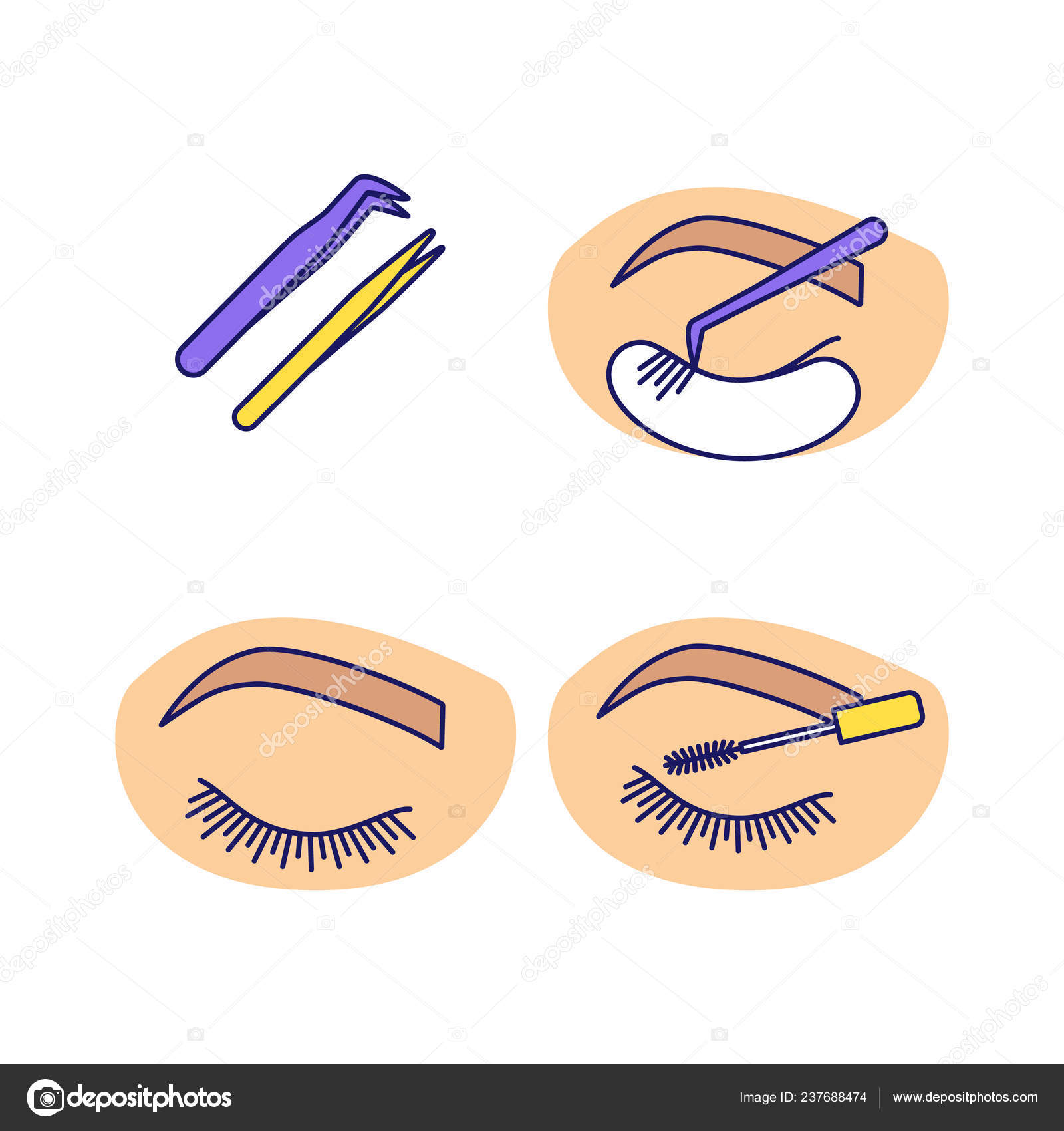 Eyelash Extensions Color Icons Set Stock Vector by ©bsd_studio 237688474