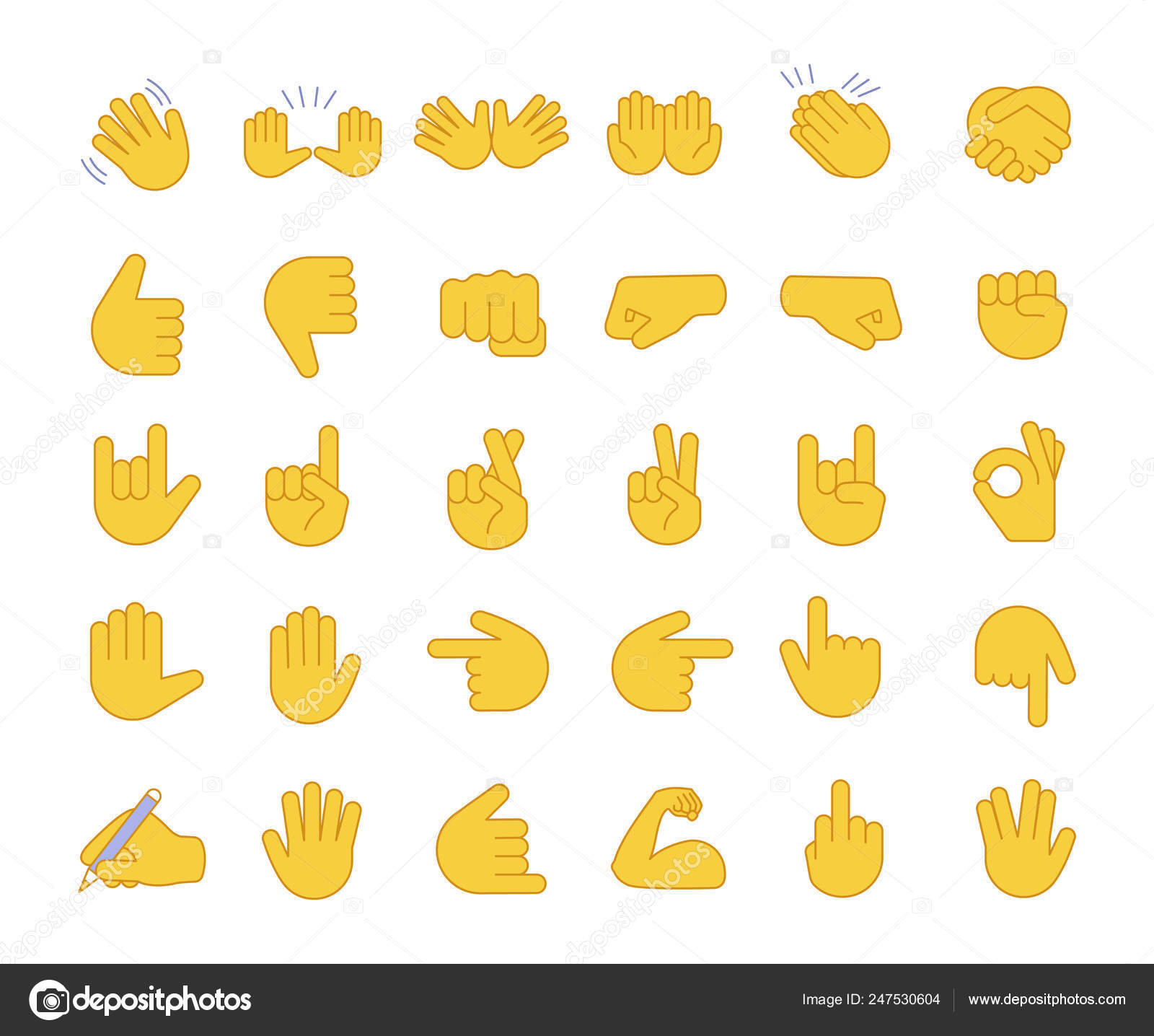 Hand Gesture Emojis Color Icons Set Pointing Fingers Fists Palms Stock Vector Image by ©bsd ...