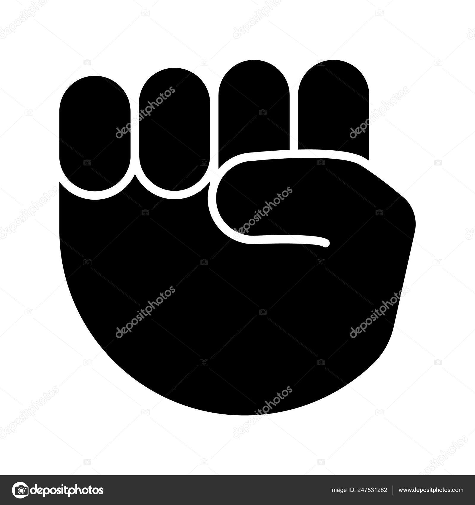 Raised Fist Emoji Glyph Icon Silhouette Symbol Protest Support Hand ⬇ ...
