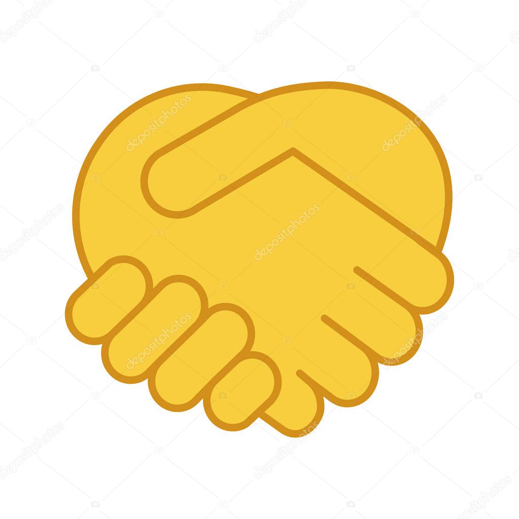 Gestos de apretón de manos icono de color. Dándole la mano a emoji ...