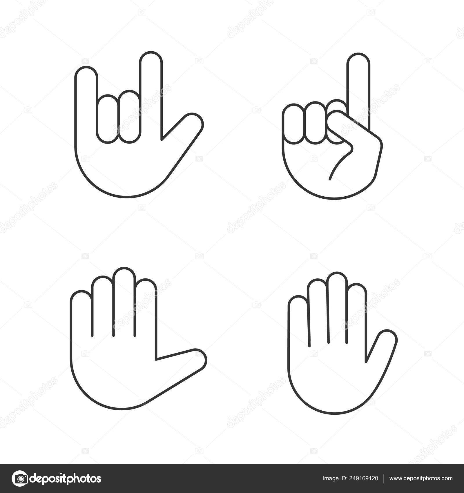 Hand gesture emojis linear icons set Stock Vector by ©bsd_studio 249169120