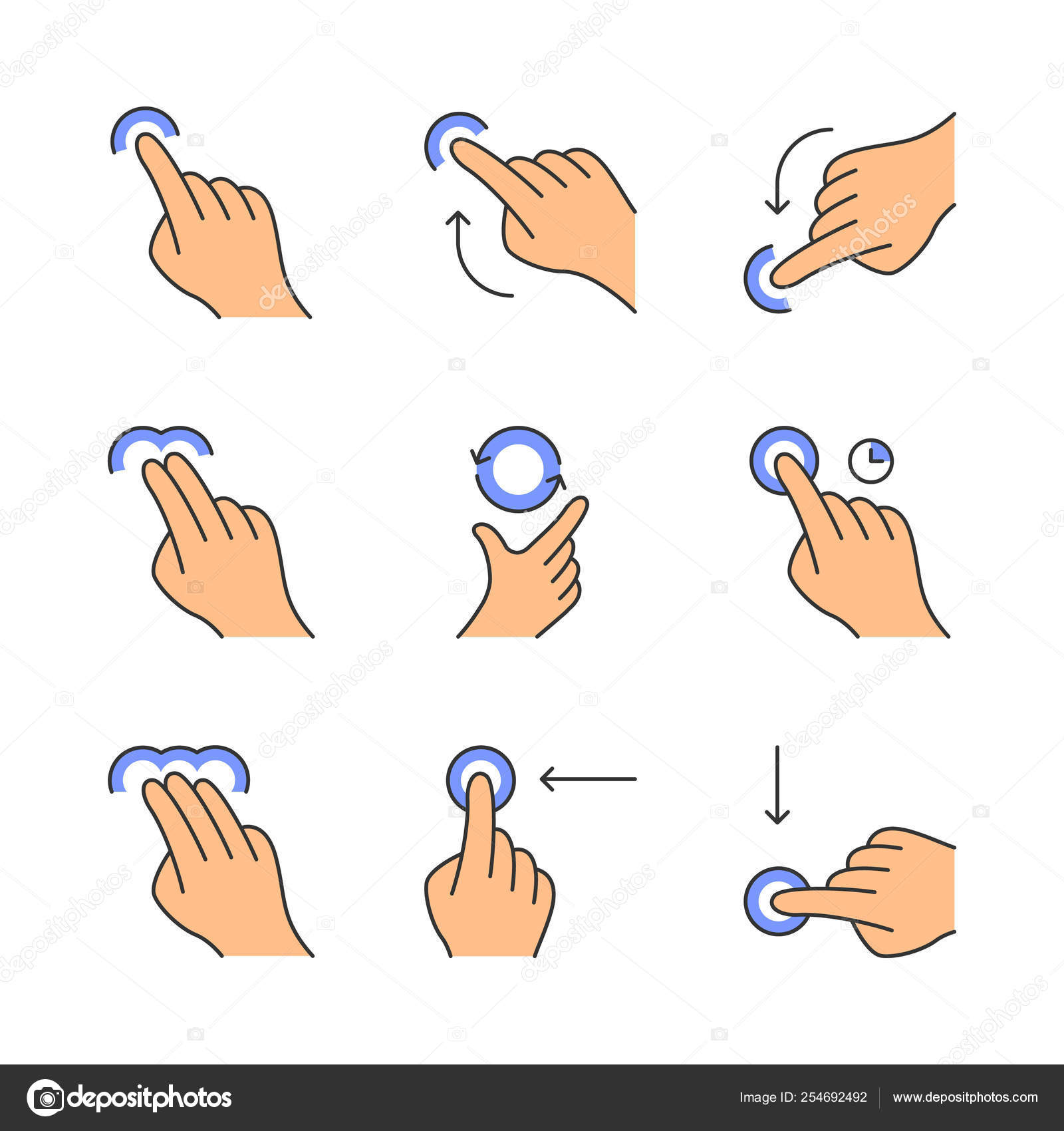 Touchscreen gestures color icons set Stock Vector Image by ©bsd #254692492