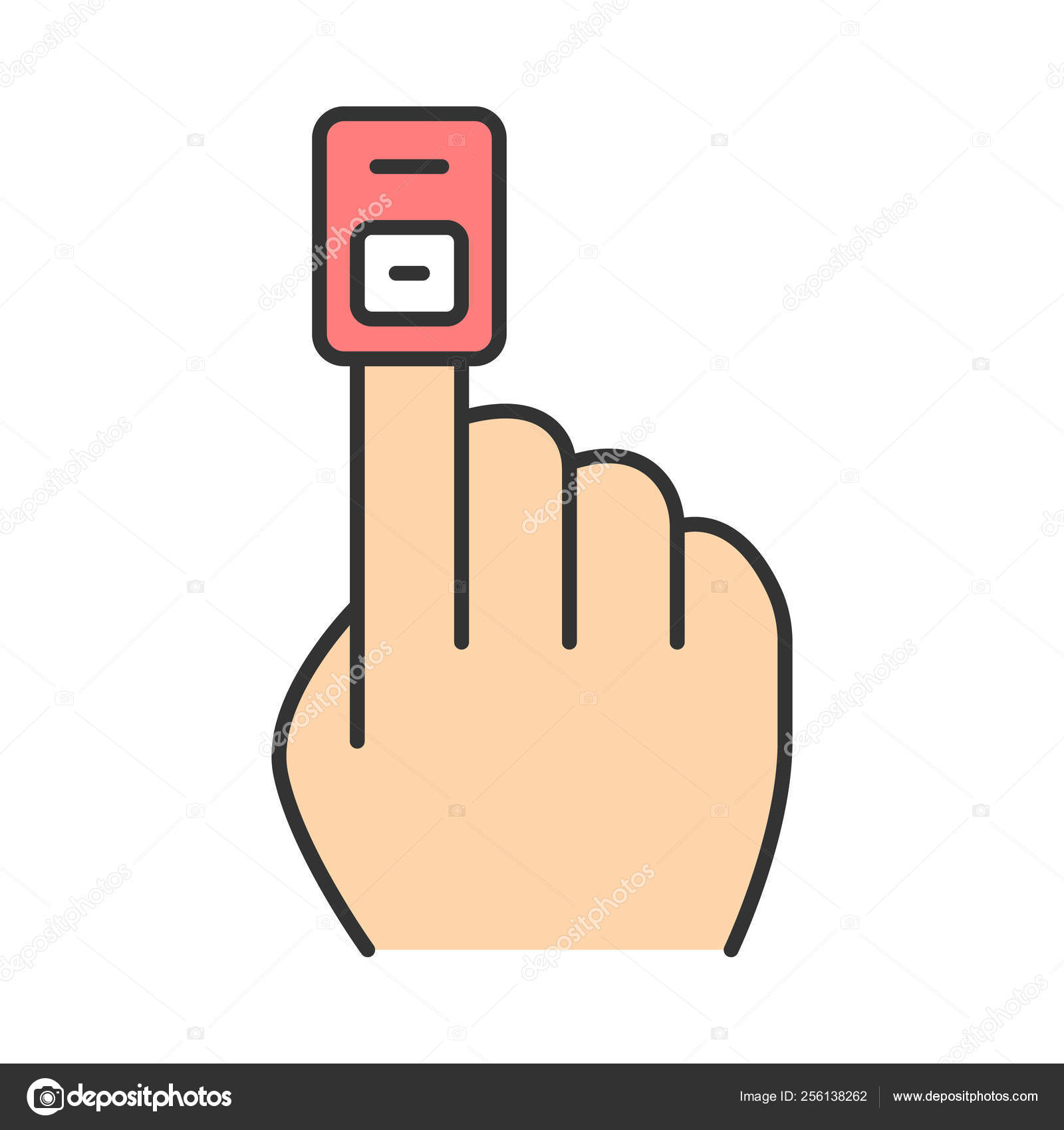 Icono Color Del Oxímetro Pulso Punta Los Dedos Monitor Presión Vector ...