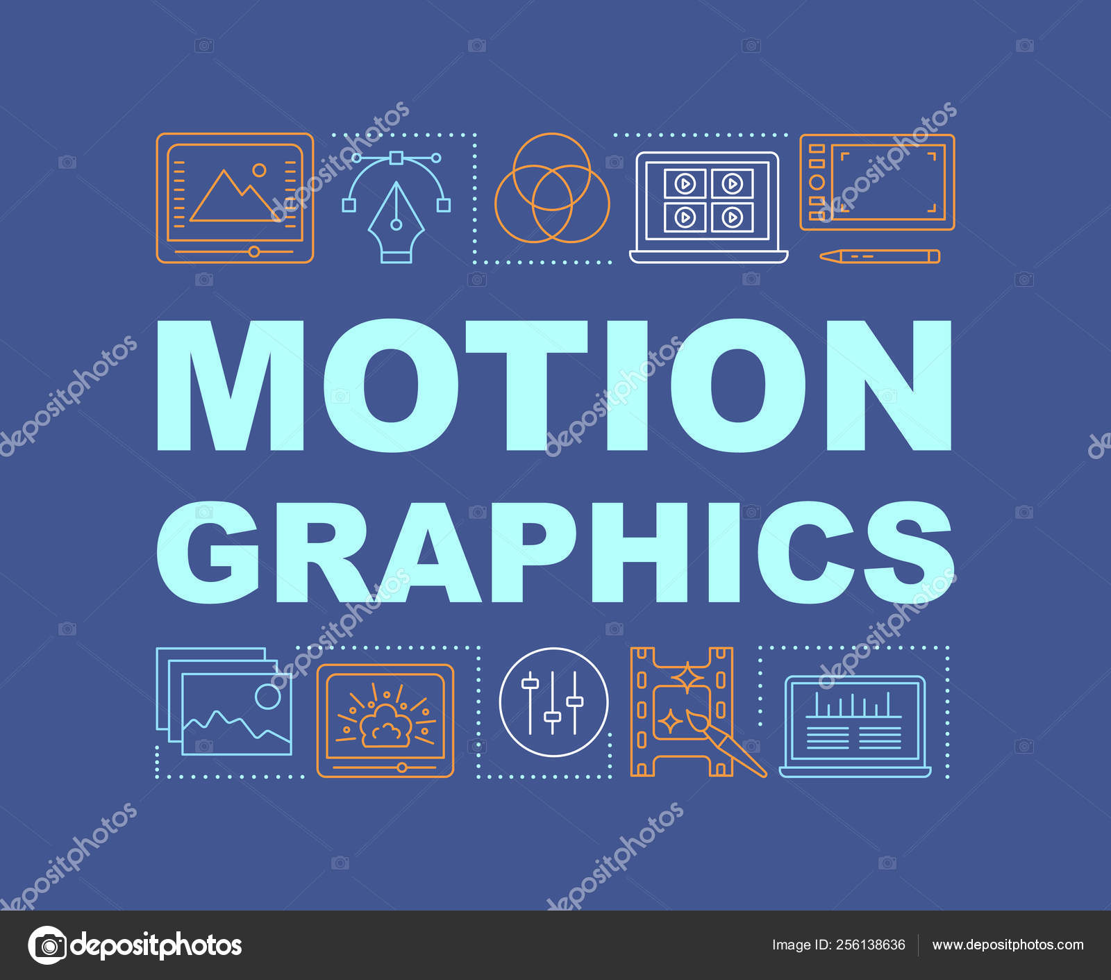 Pojmy Grafickými Symboly Pohybu Vizuální Efekty Animace Služby Pro ...