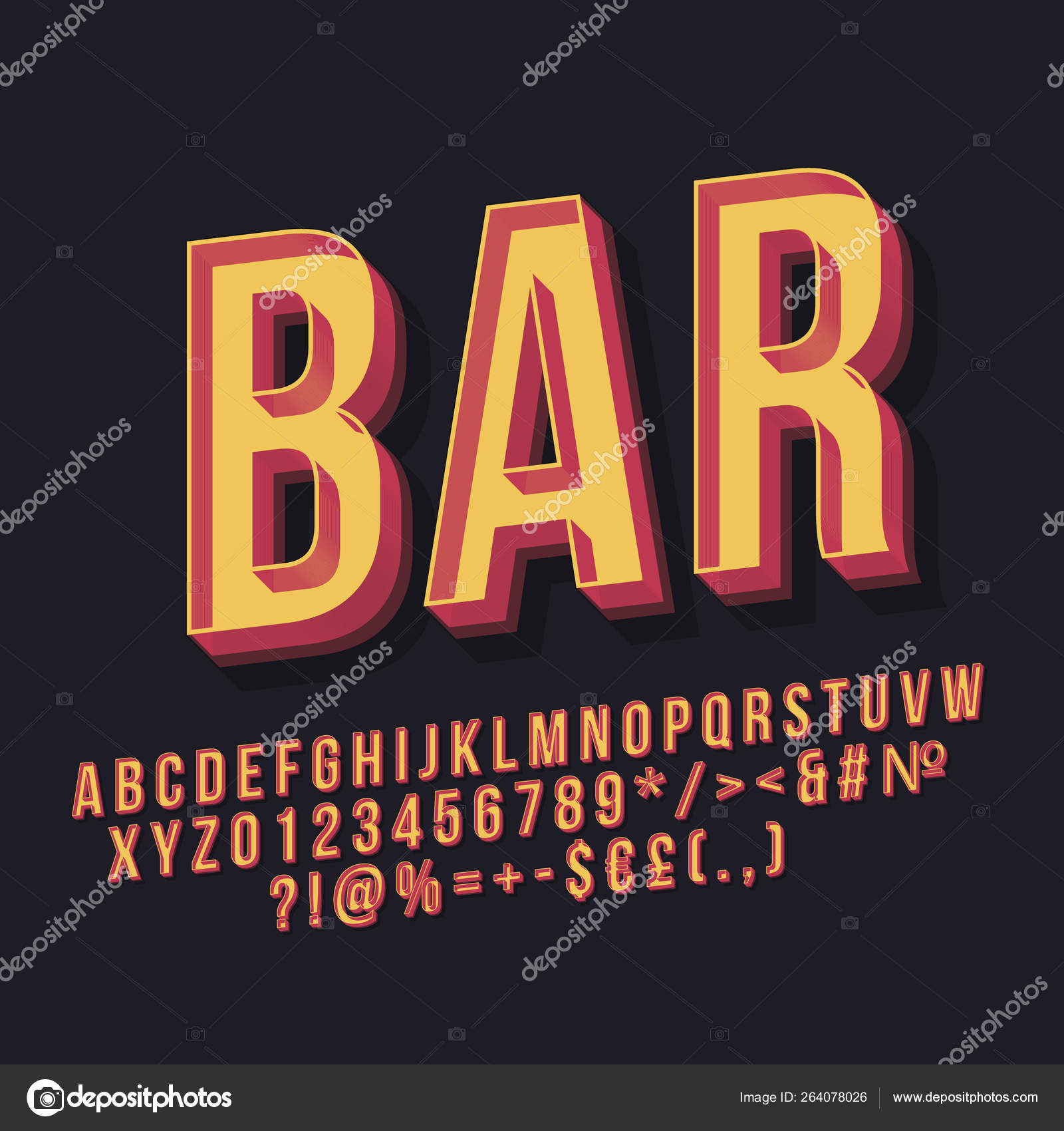 Bar 3d vintage vector lettering Stock Vector Image by ©bsd #264078026