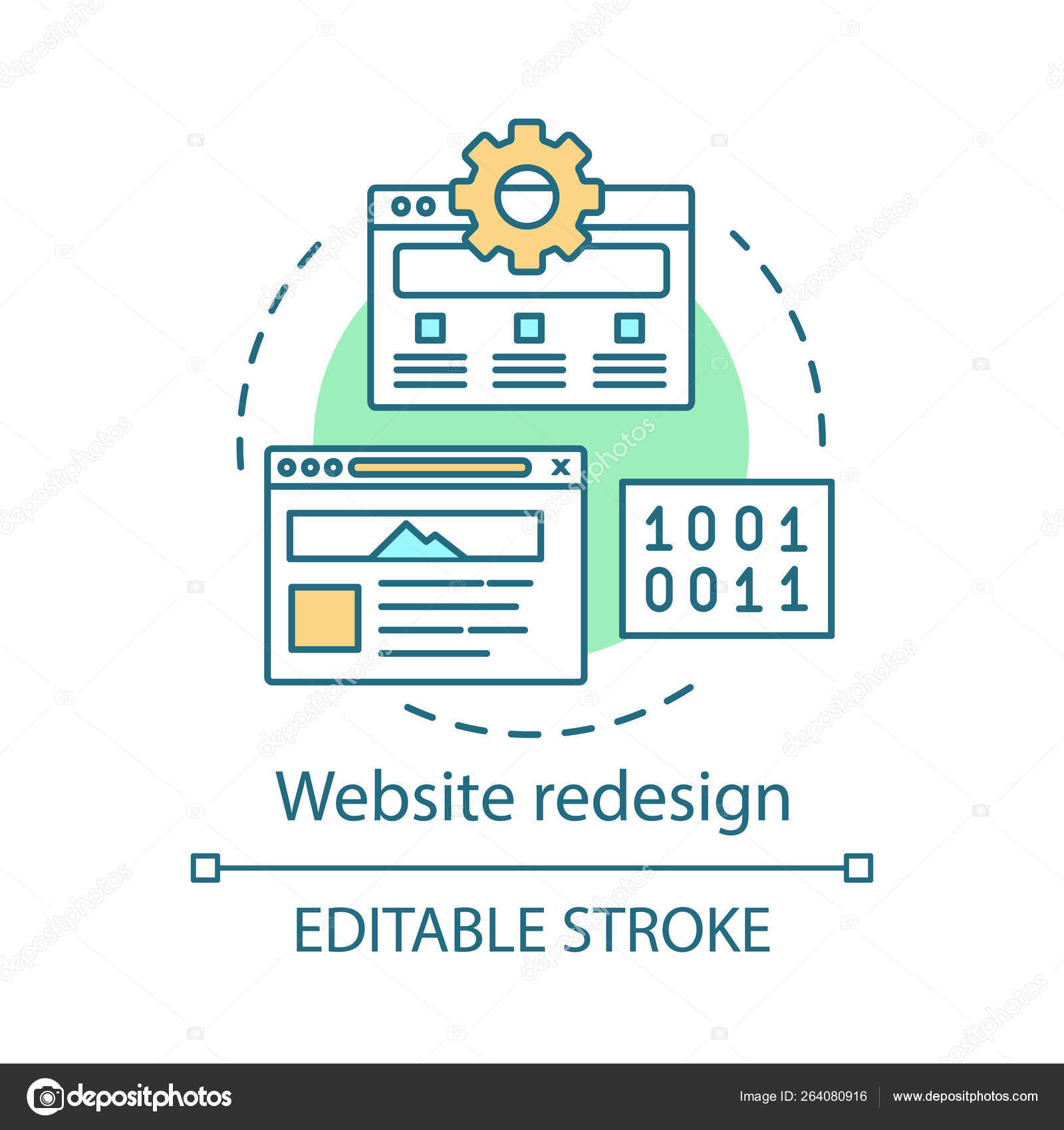 Website Redesign Concept Icon Web Site Optimization Idea Thin Line ...