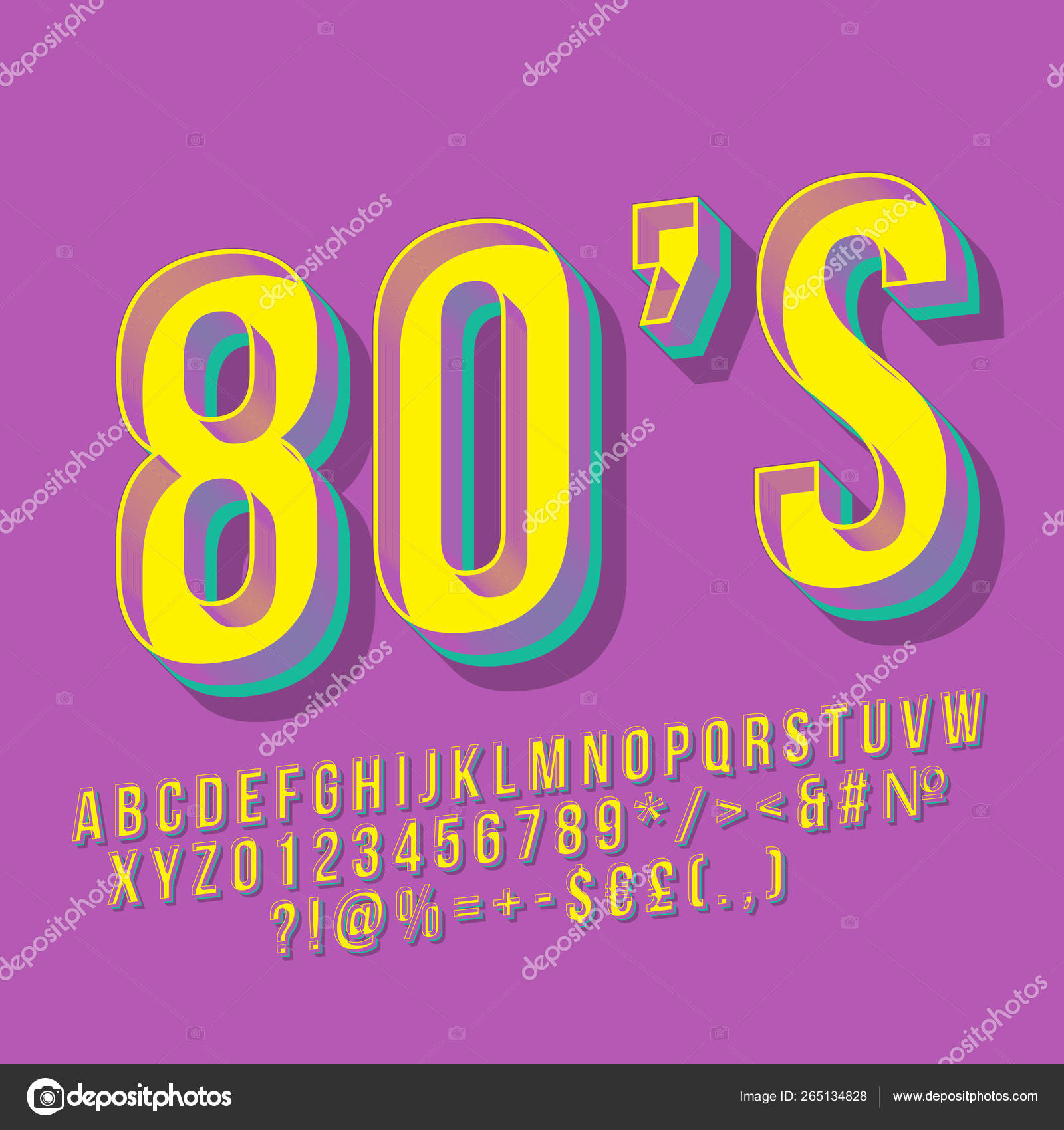 80s vintage 3d vector lettering Stock Vector by ©bsd_studio 265134828