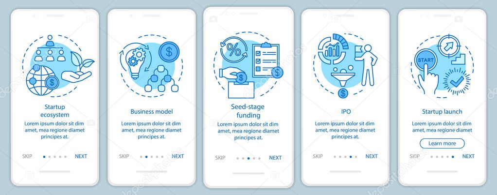 Pantalla de p gina de aplicaci n m vil de incorporaci n de inicio con conceptos lineales 2024