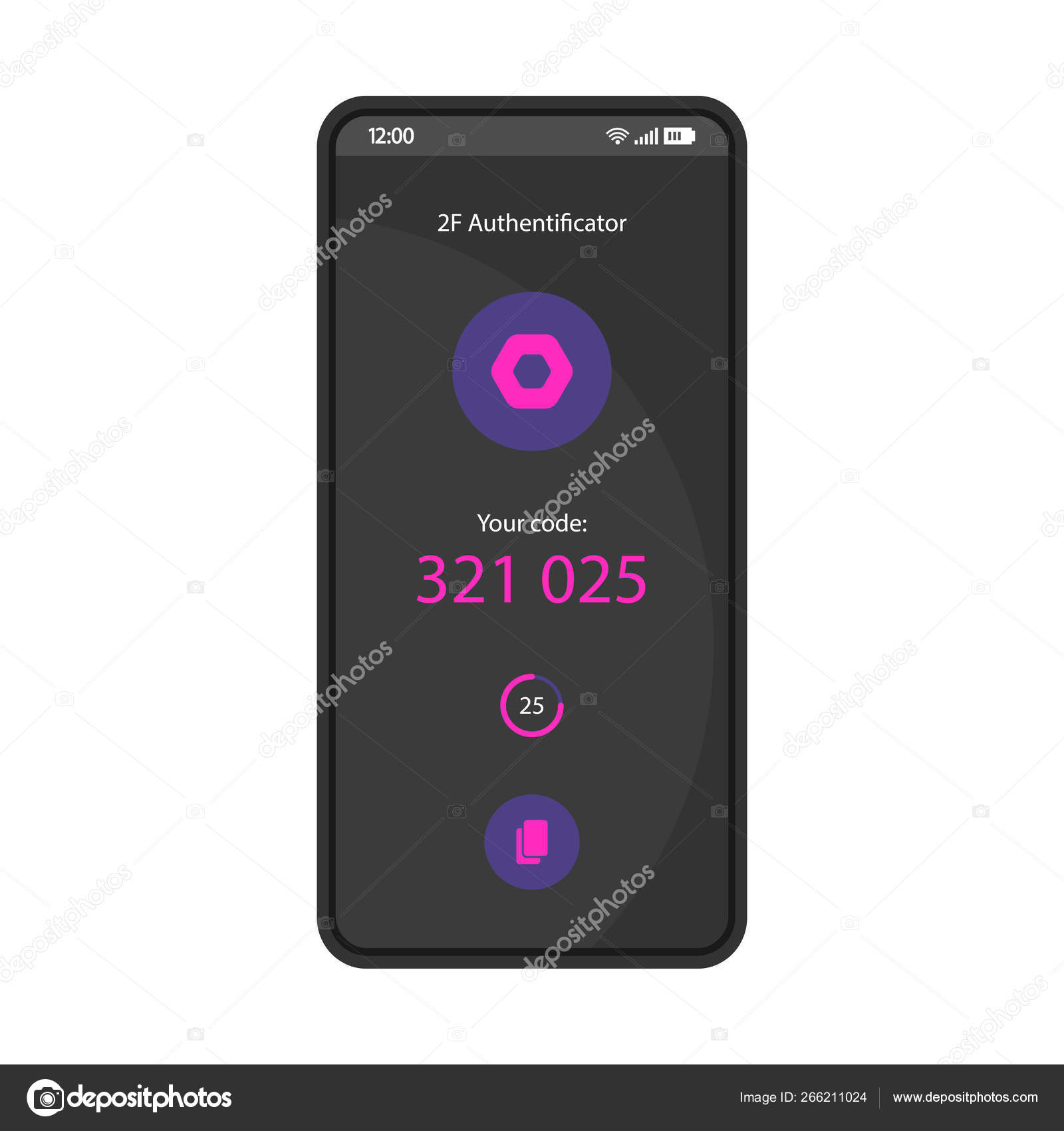 2F authenticator smartphone interface vector template Stock Vector ... 2F authenticator smartphone interface vector template Stock Vector ...