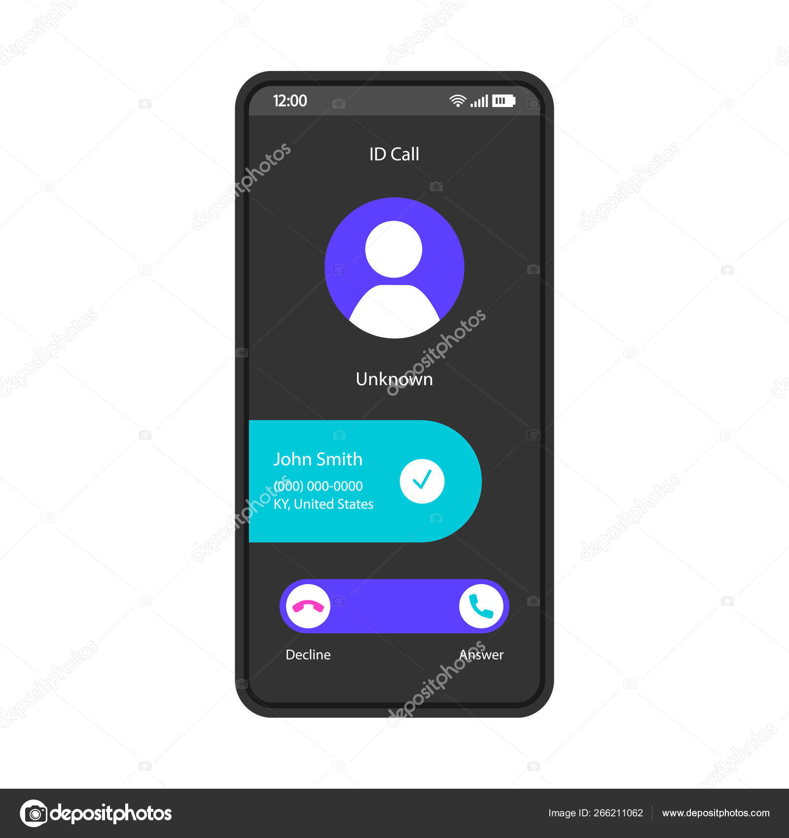 ID call smartphone interface vector template Stock Vector by ©bsd ...