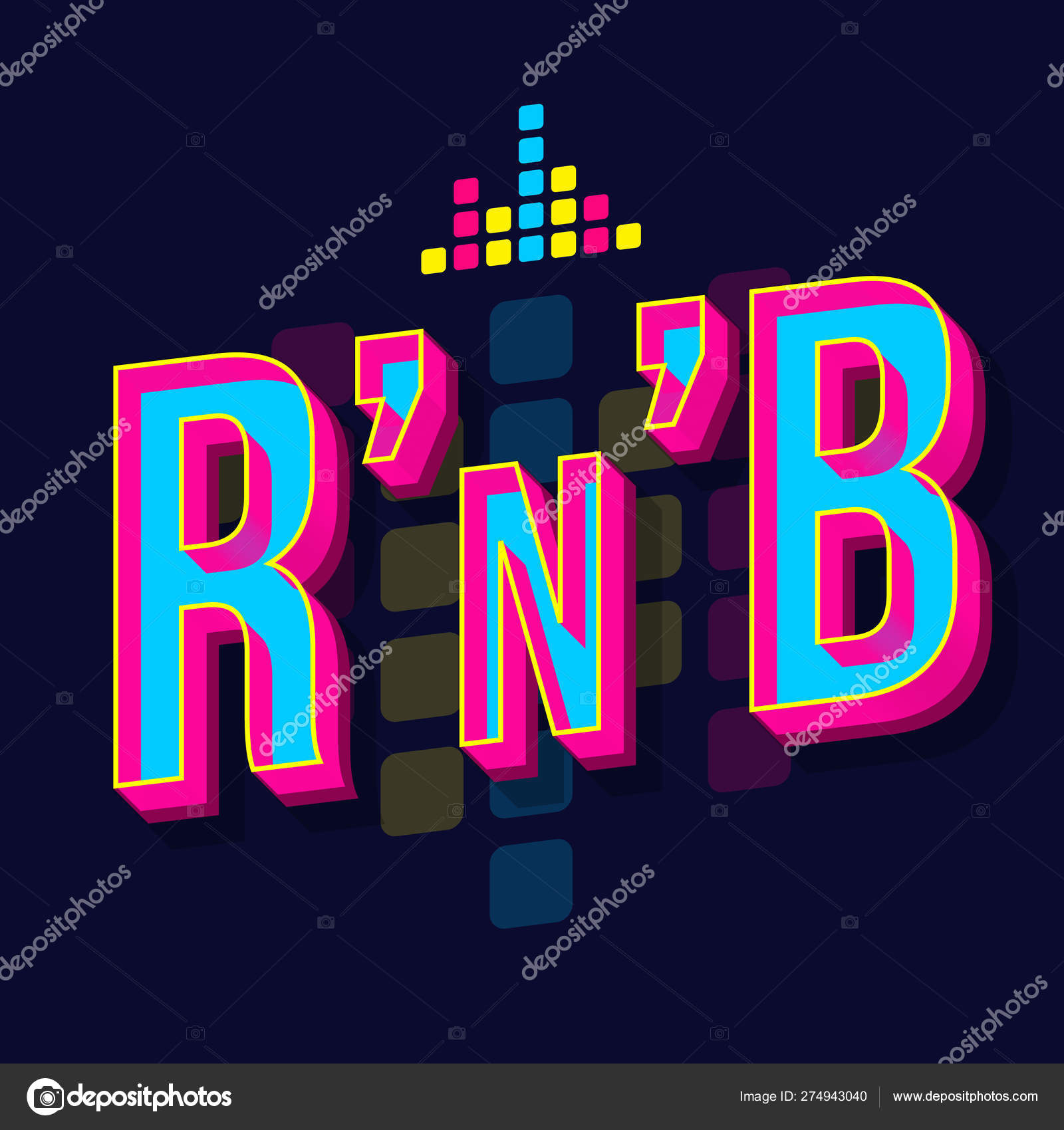 RnB vintage 3d vector lettering. Retro bold font, typeface. Pop Stock ...