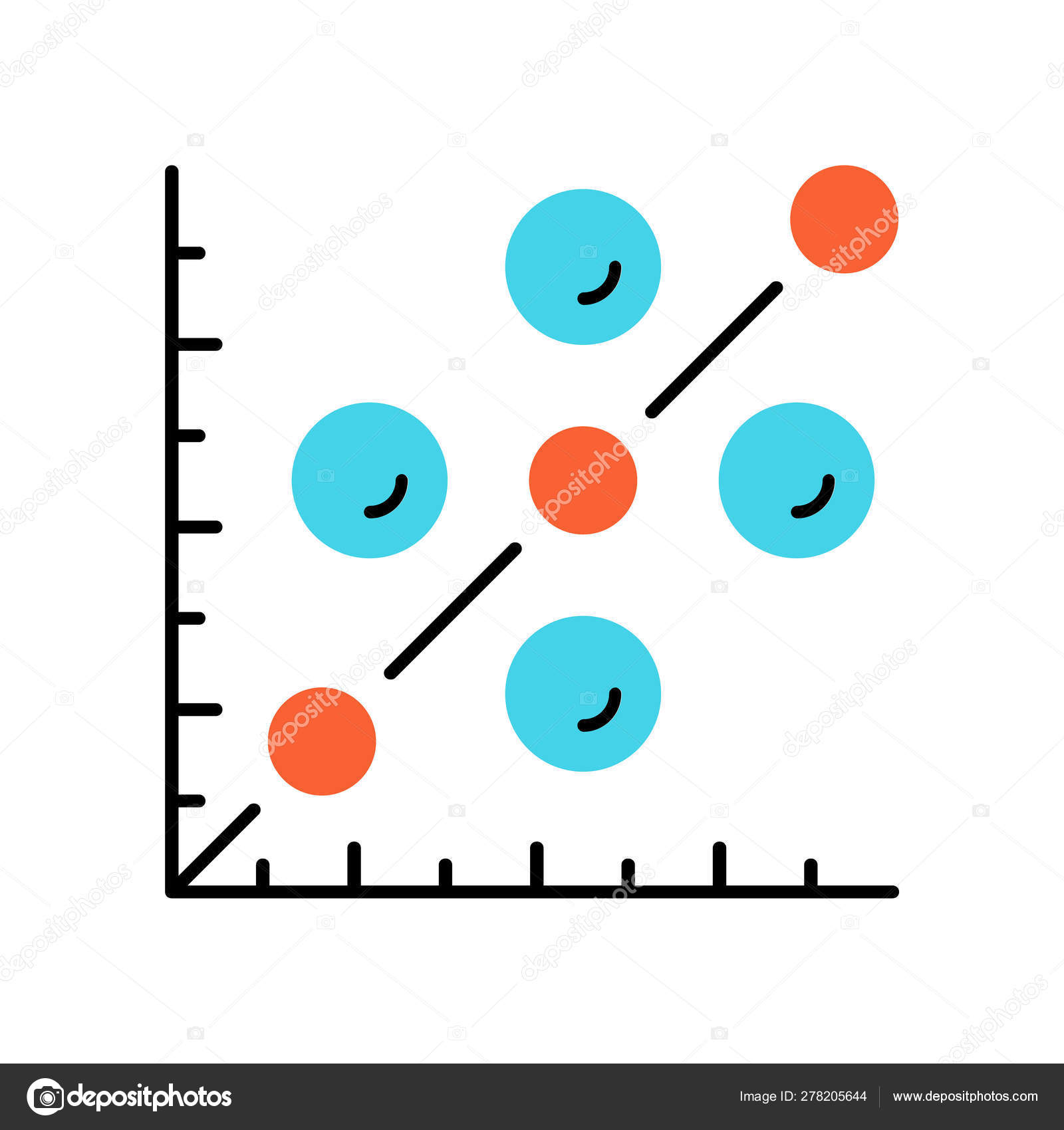 Scatter plot color icon. Scattergram. Mathematical diagram. Symbolic ...