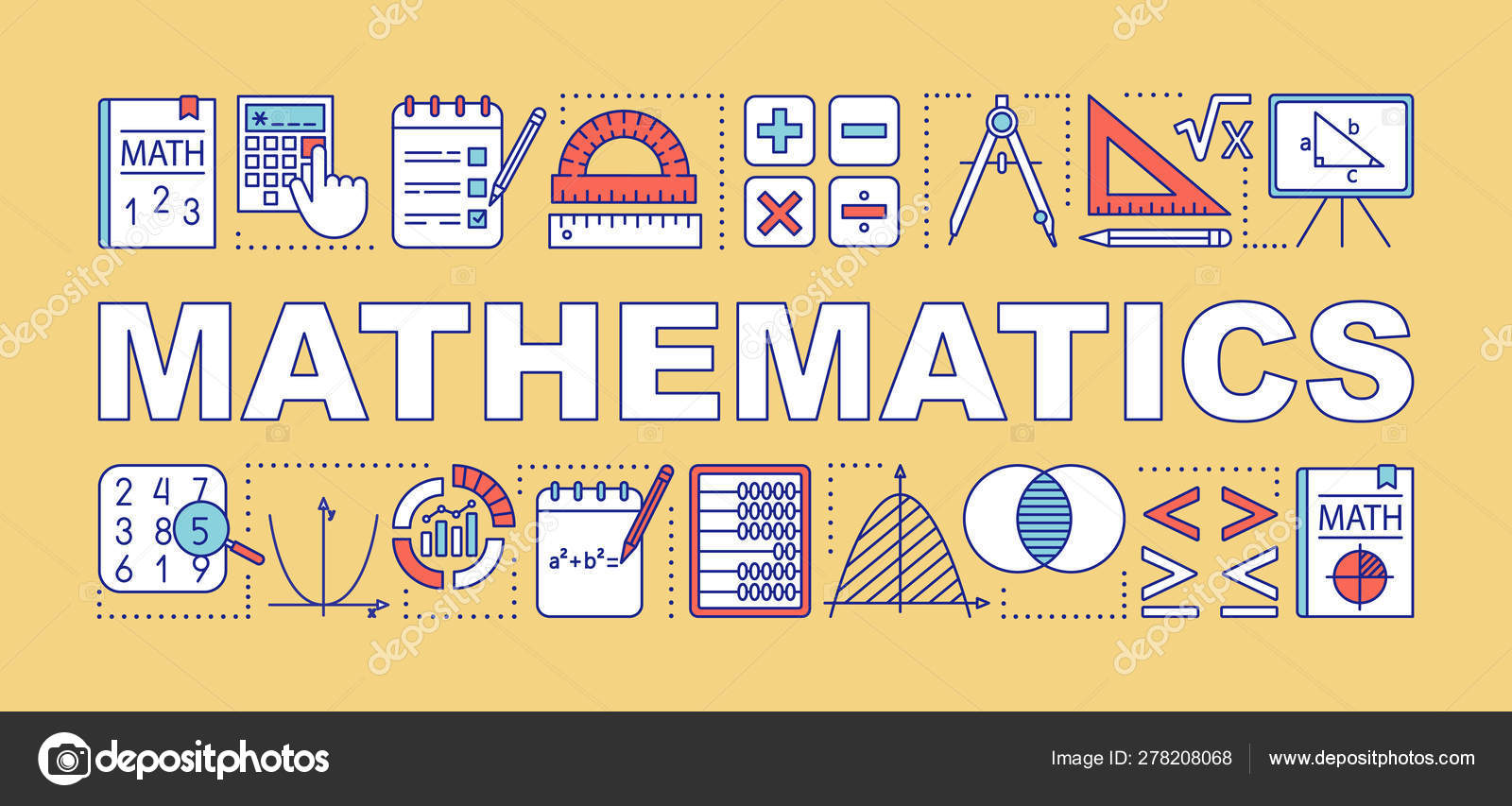Mathematics word concepts banner. Presentation, website. Isolate Stock ...