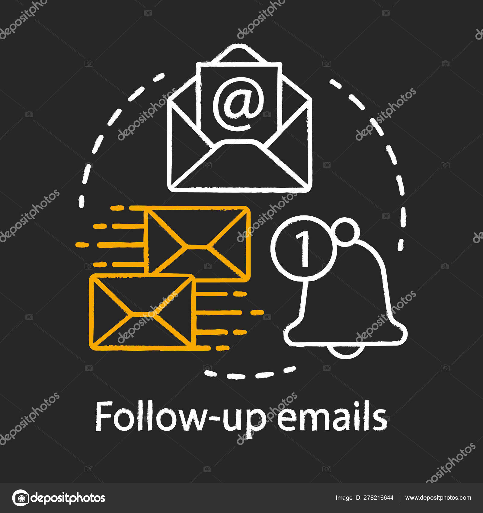 Follow-up emails chalk concept icon. Attracting clients idea. Email ...