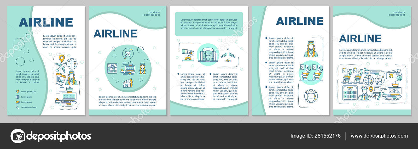 Airline brochure template layout. Air transport services. Flyer, booklet, leaflet print design ...