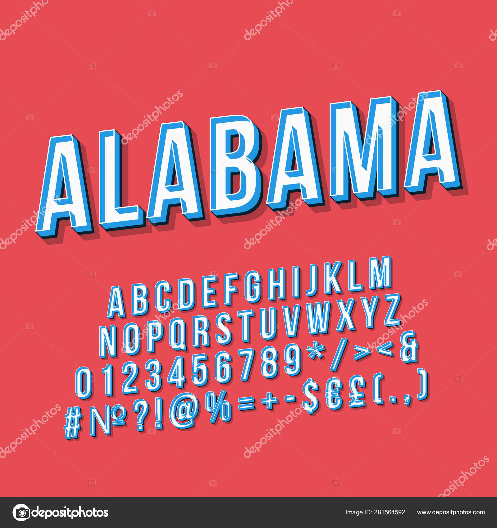 Alabama vintage 3d vector lettering. Retro bold font, typeface. Pop art ...