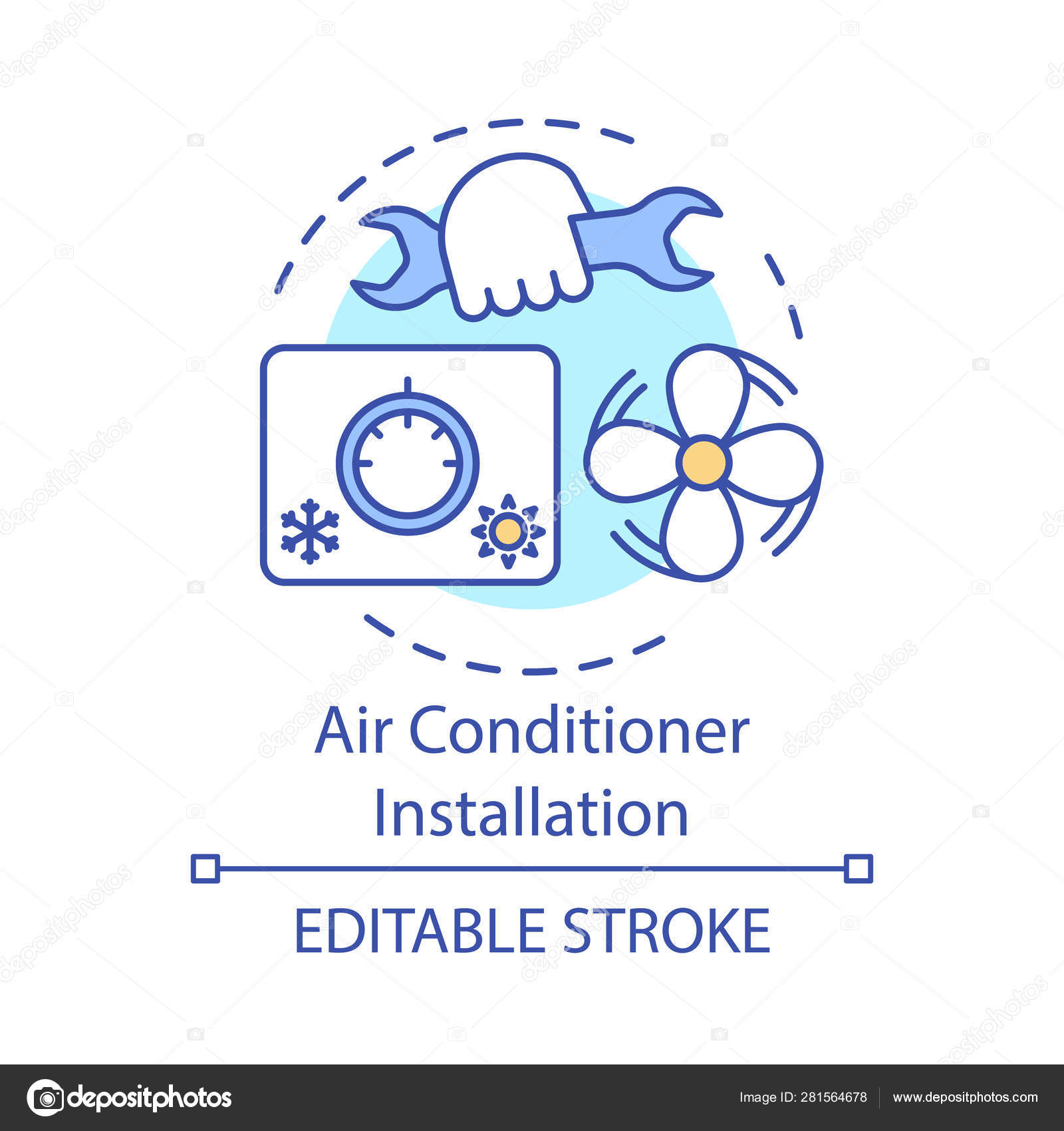 Air conditioner installation concept icon. Home service for elec Stock ...