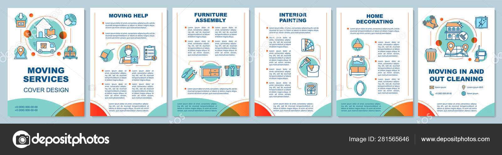 Moving services brochure template layout. Furniture assembly. Fl Stock ...