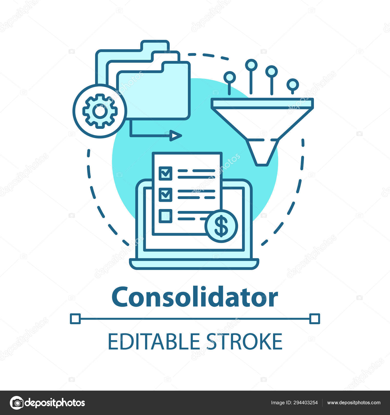 Consolidator concept icon. Billing idea thin line illustration. Stock ...