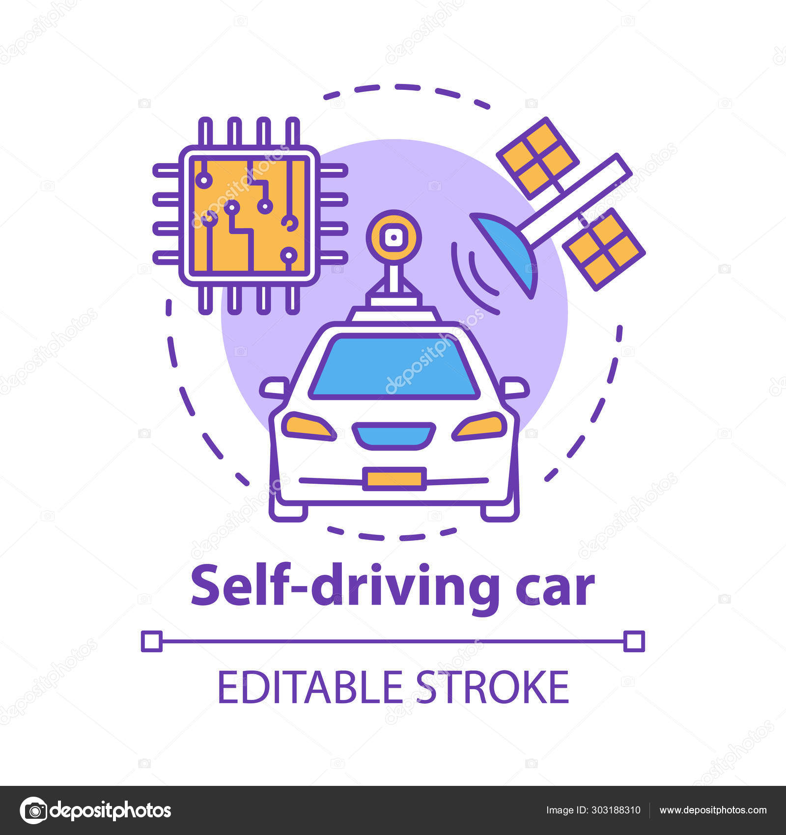 Self-driving car concept icon. Driverless, robotic automobile. Auto ...