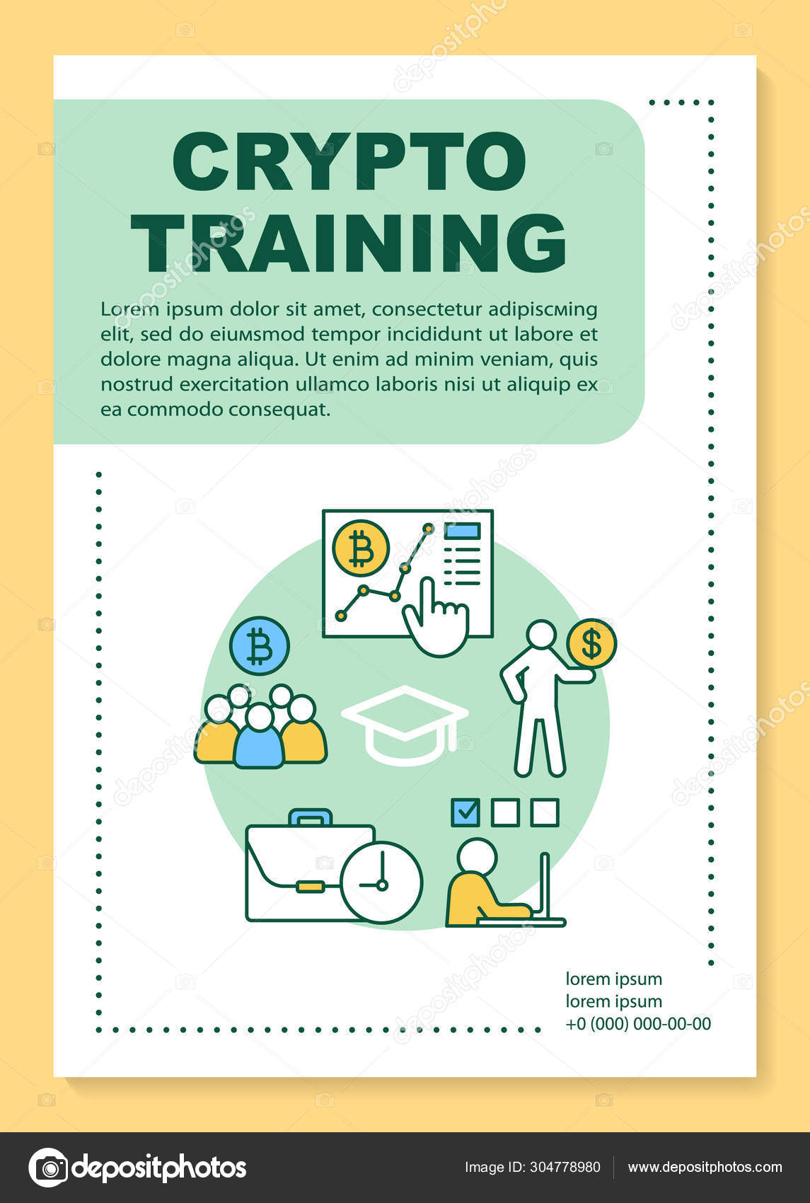 Crypto training poster template layout. Cryptocurrency trading ...