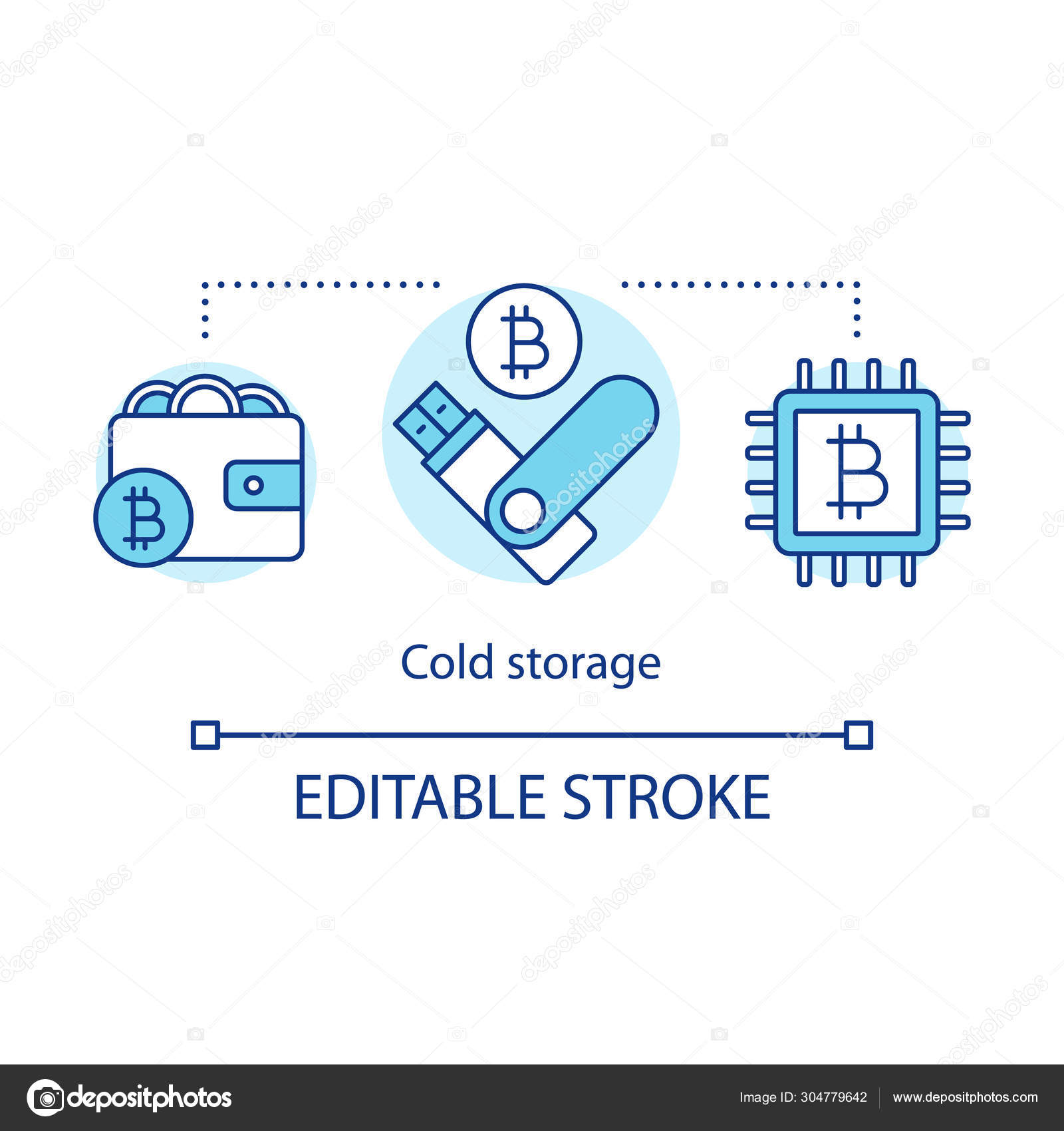 Cold storage concept icon. Hardware wallet idea thin line illustration ...