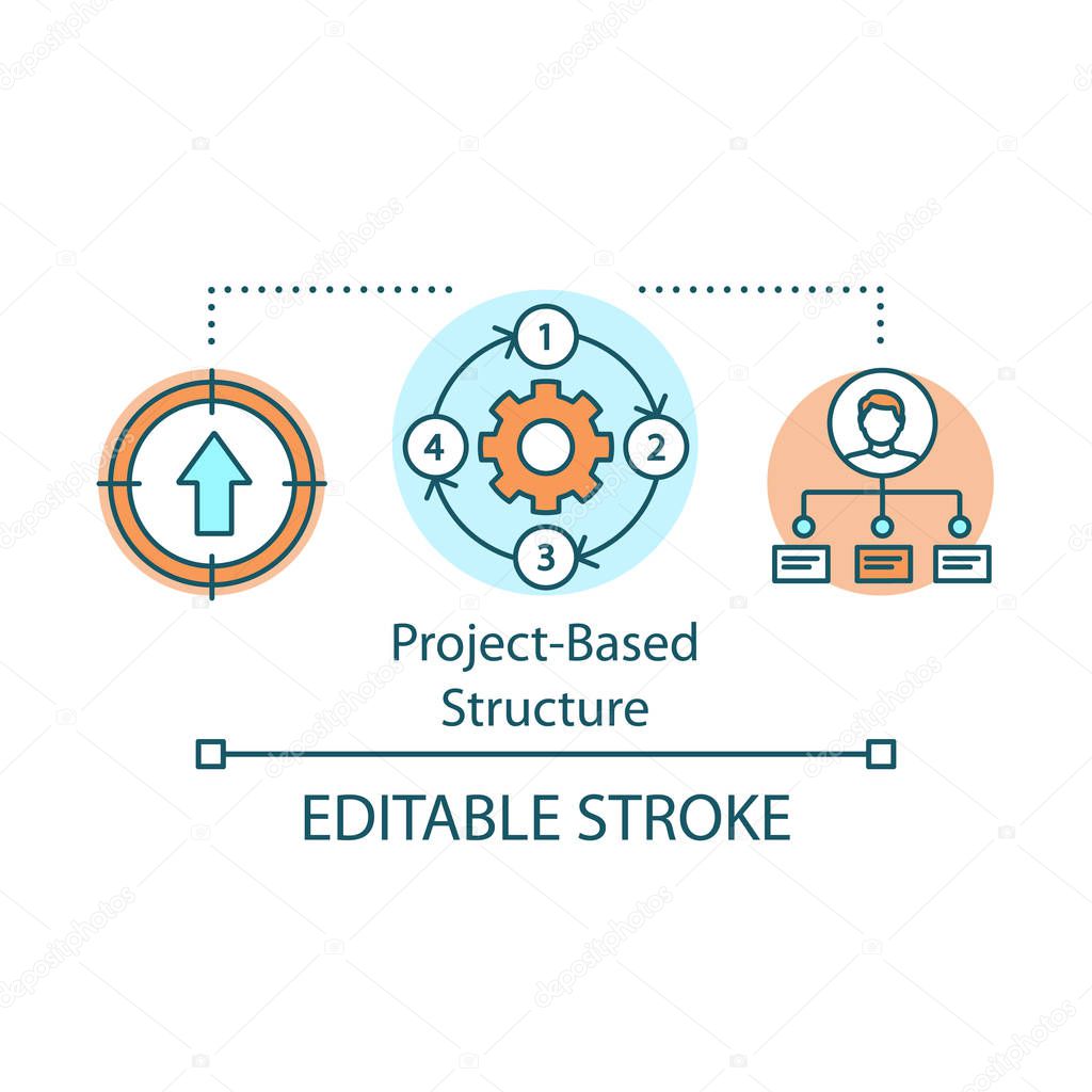 Icono de concepto de estructura base de proyecto. Oportunidades de carrera idea delgada ...