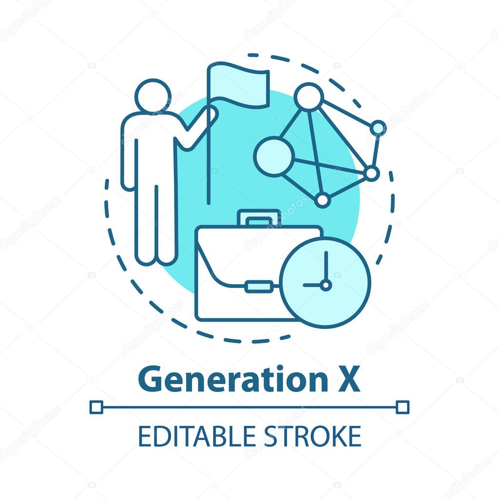 Generación X icono de concepto. Ilustración de línea delgada idea de ...